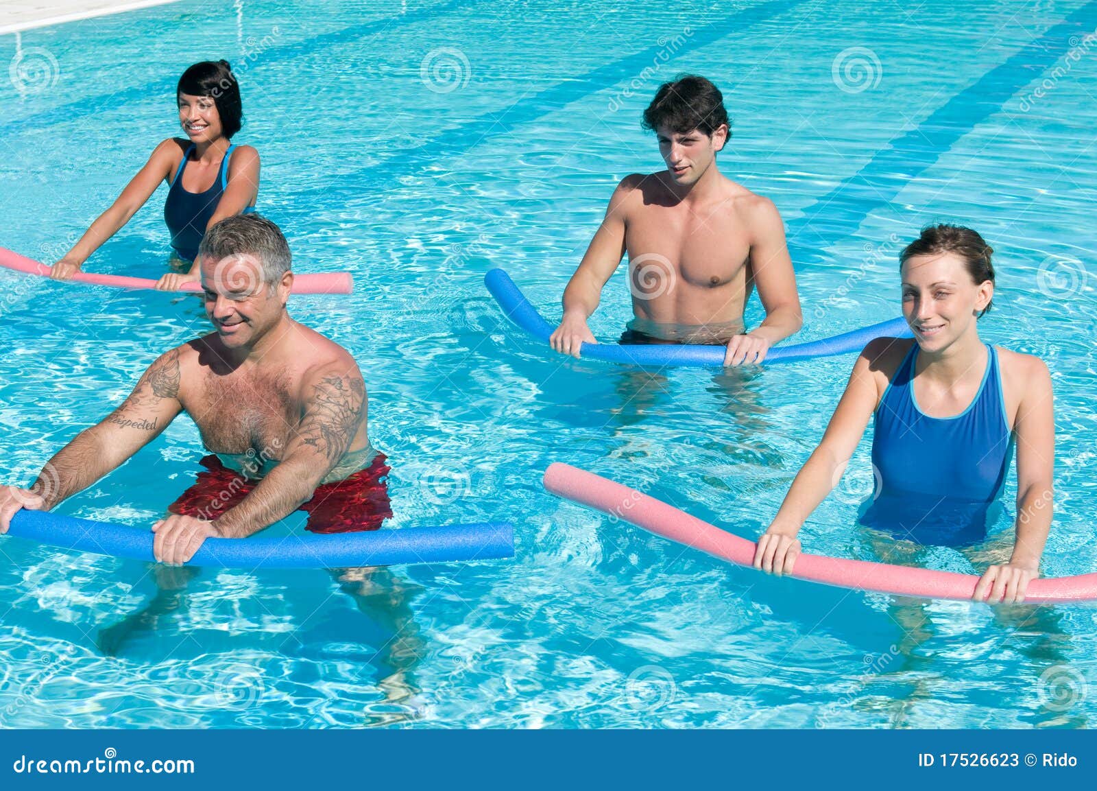 Aquagym exercise with tube stock image. Image of athletic - 17526623