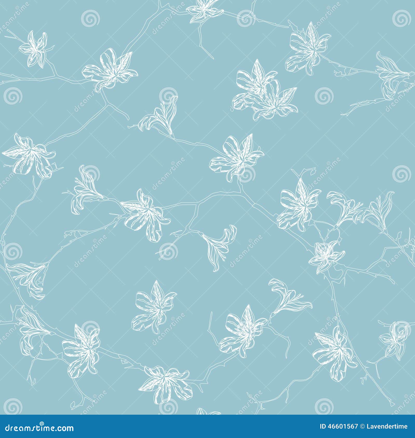 Aquamarine Floral Calm Seamless Vector Pattern Stock Vector ...
