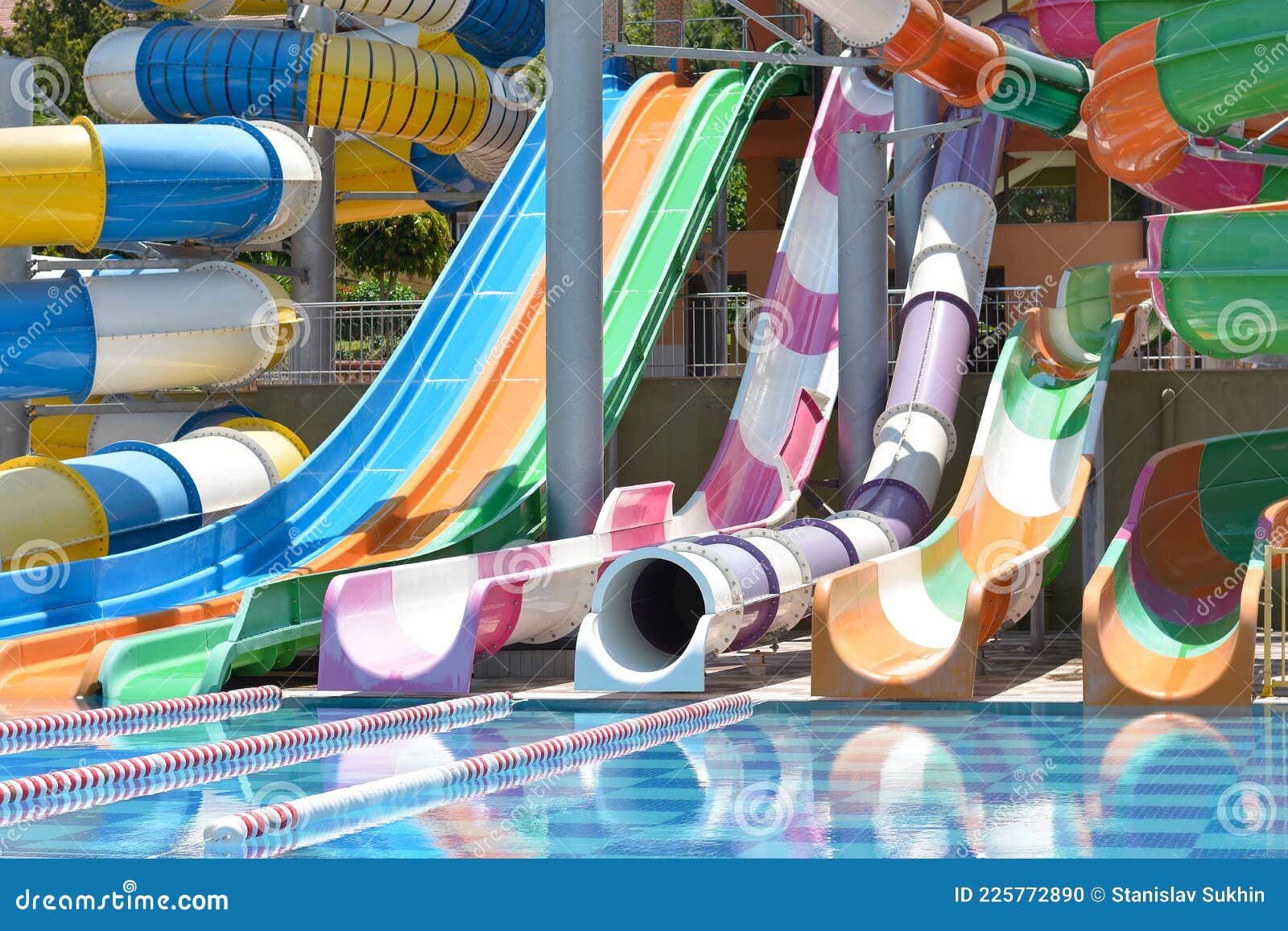 Aquapark with Slides. Vacation, Vacation Concept Stock Photo - Image of ...