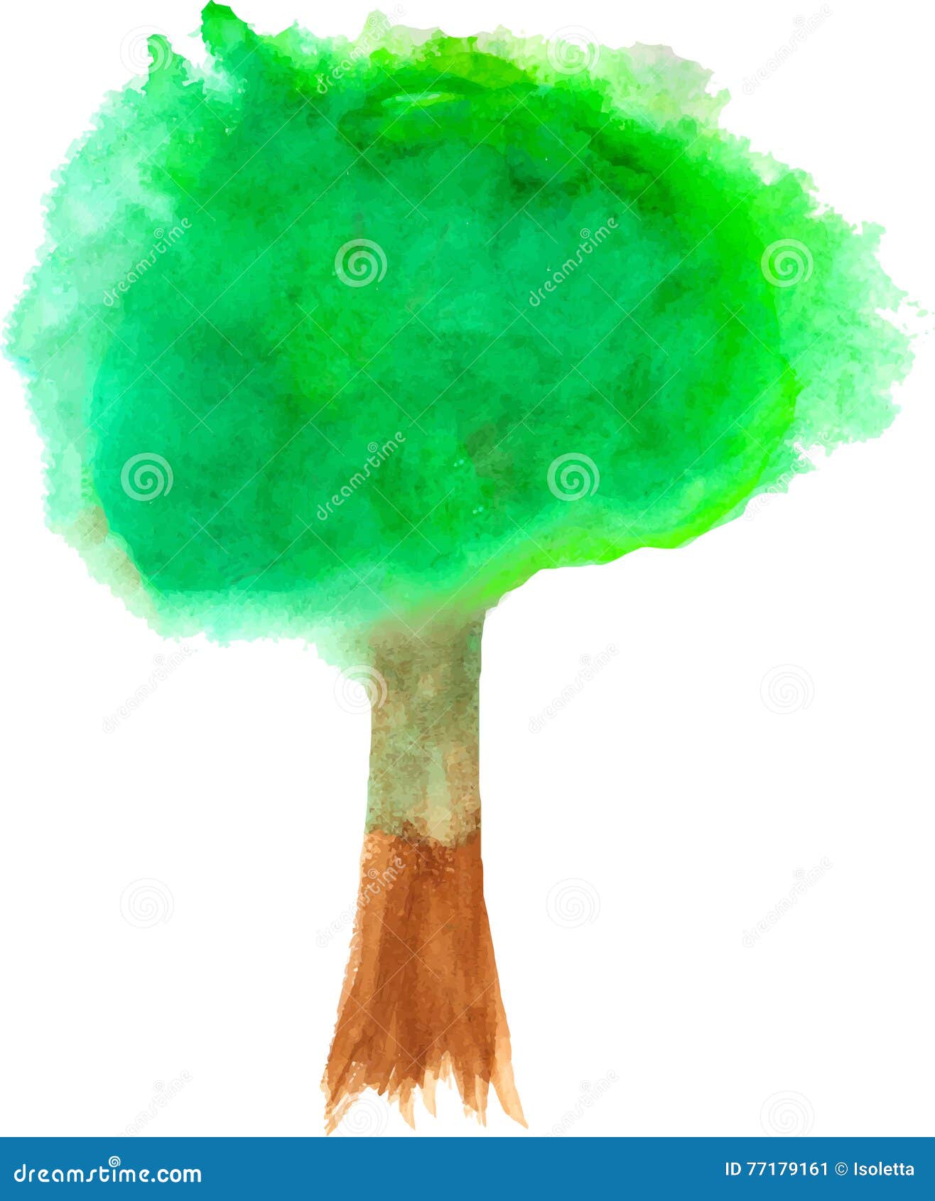 Aquarell gemalter Baum vektor abbildung. Illustration von biologie ...