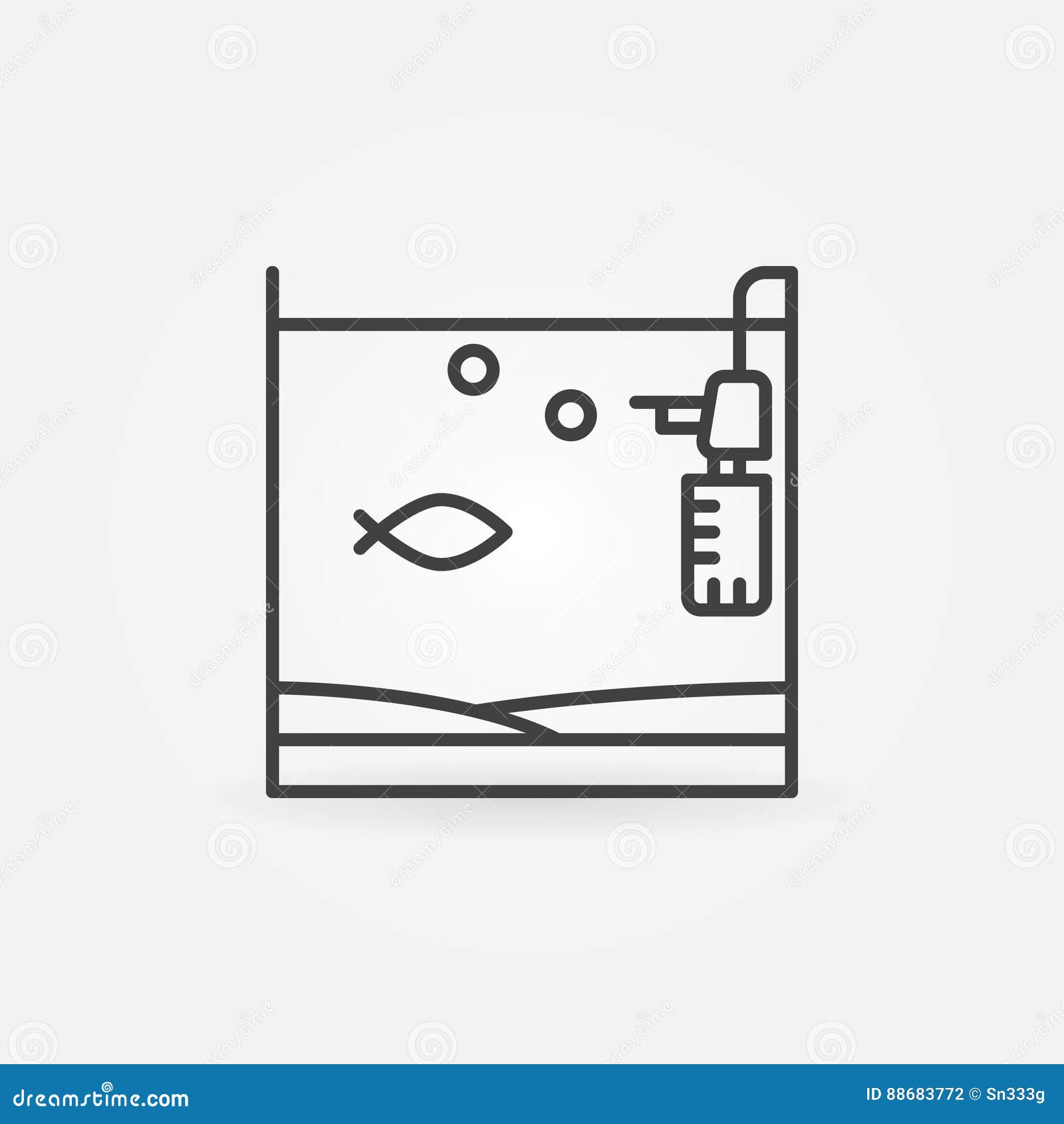 Aquarium Filter With Pump Line Icon. Water Tank Filtration And Aeration ...