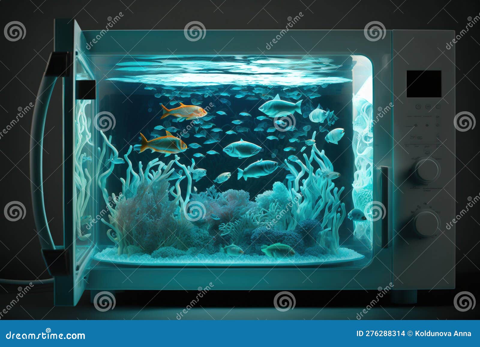 Aquarium with Fish Inside the Microwave, Created with Generative AI ...