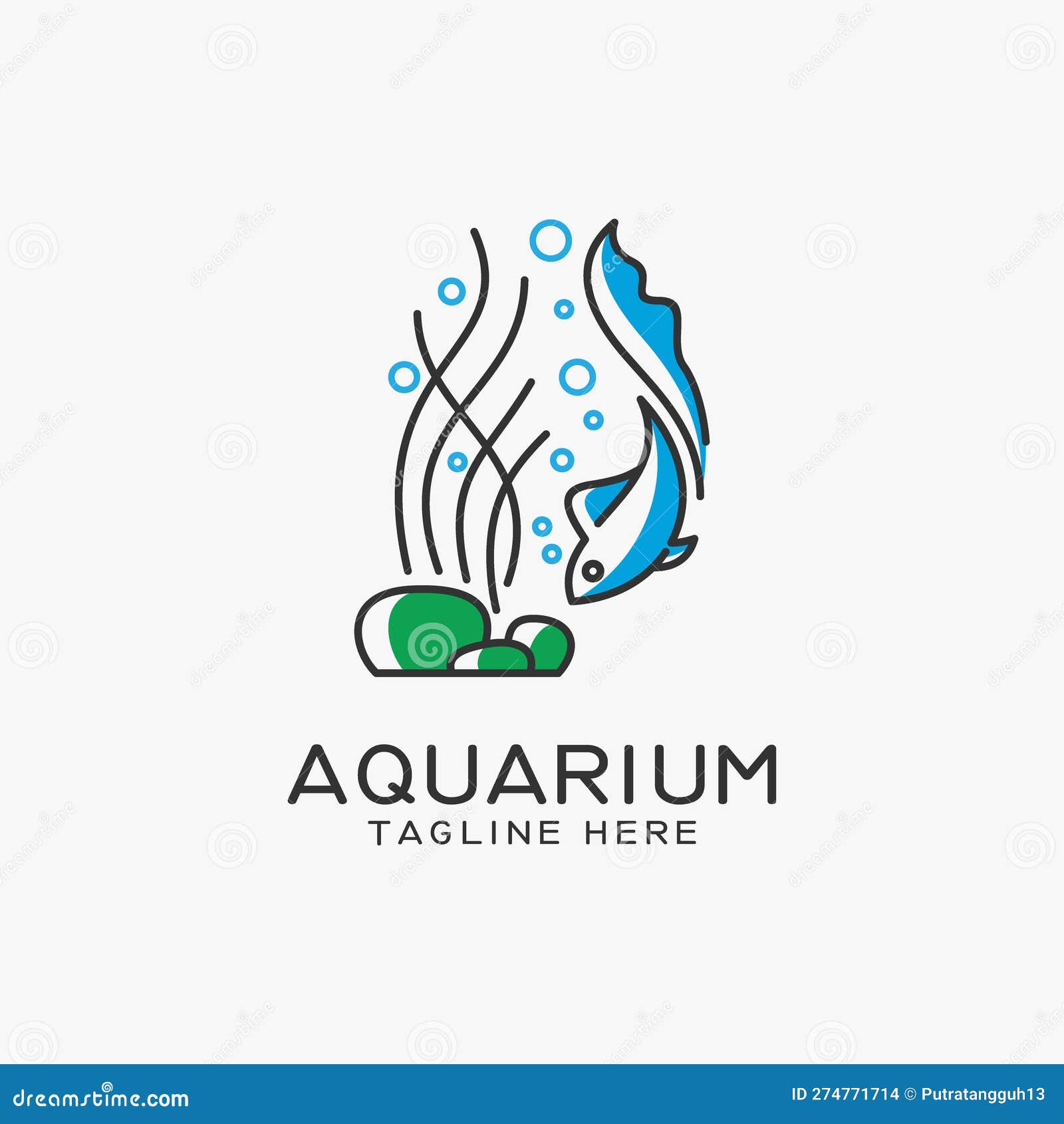 Aquarium and Fish Logo Design Stock Vector - Illustration of green ...