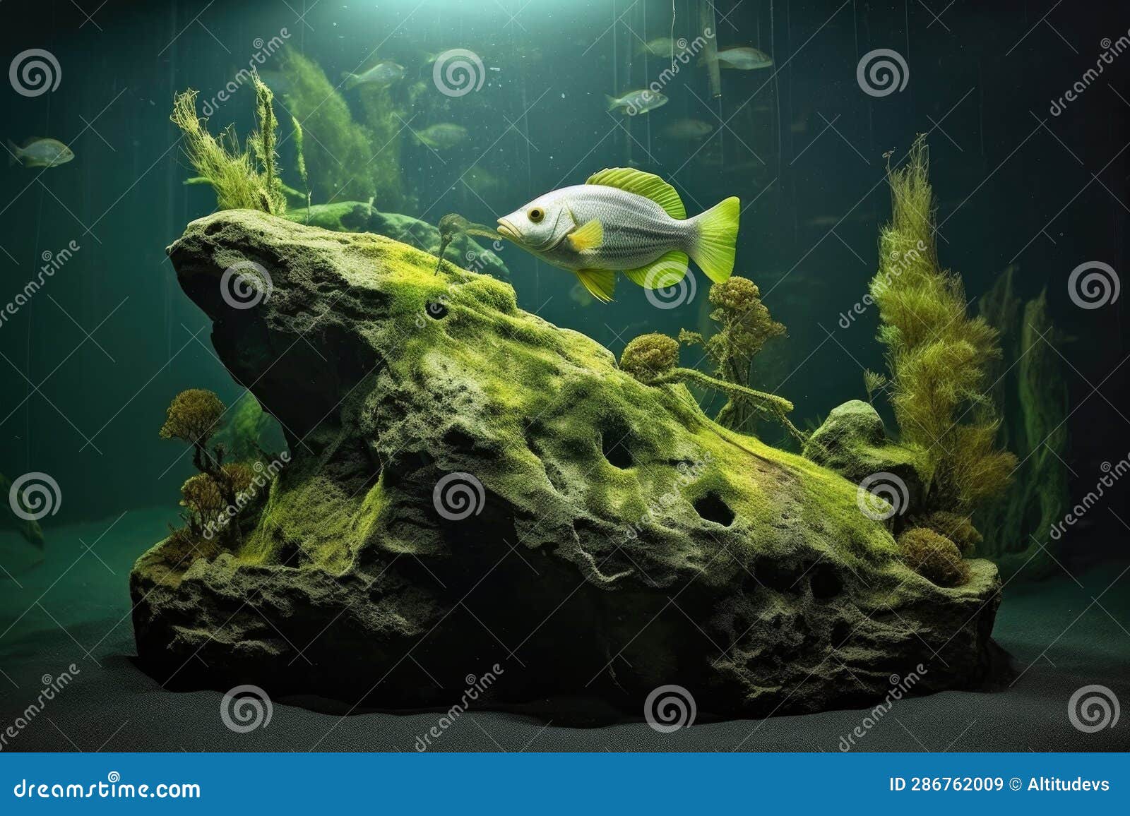 Aquarium Fish Nibbling on an Algae-covered Rock Stock Image - Image of ...