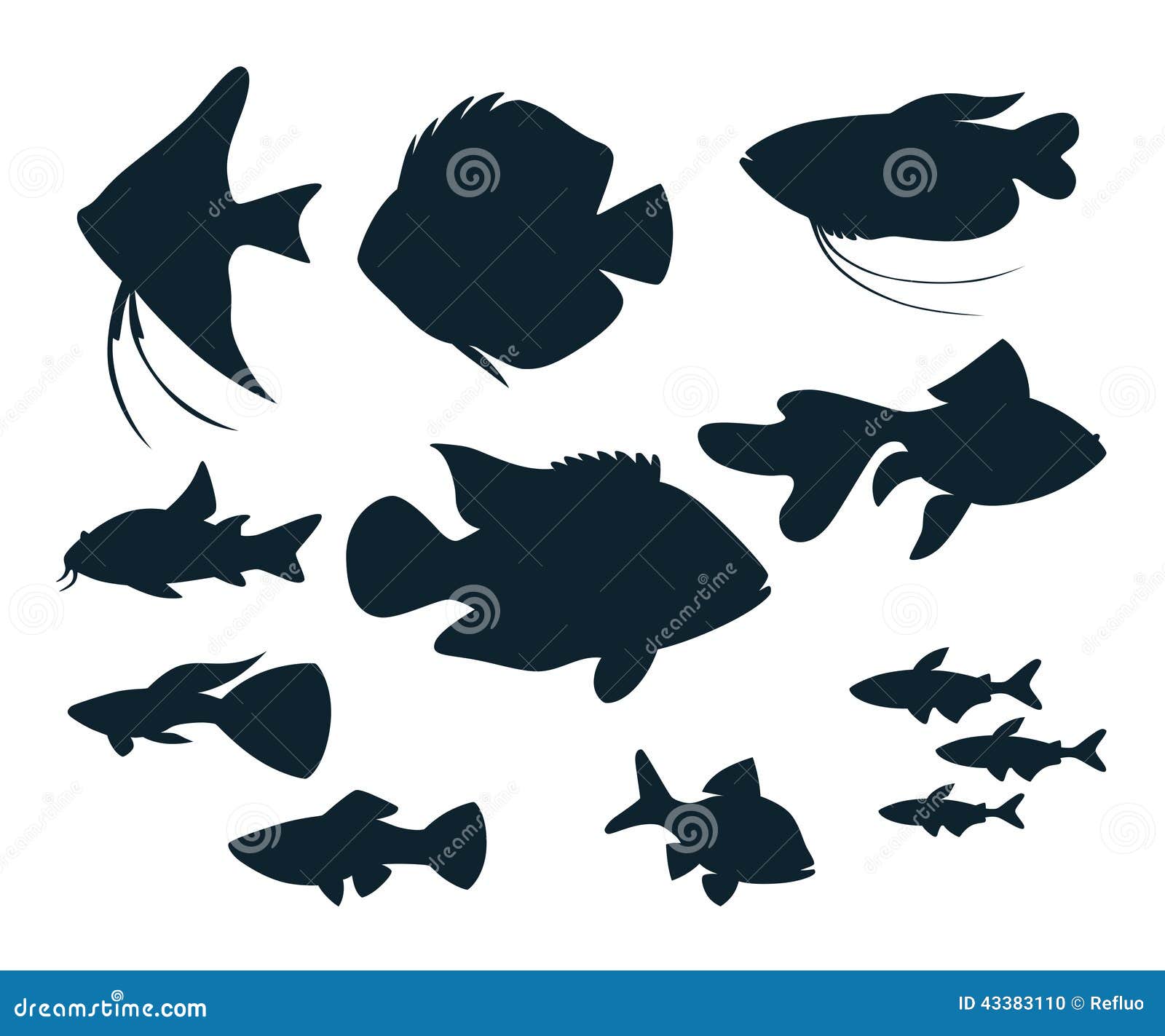 Aquarium fish silhouettes stock vector. Illustration of goldfish - 43383110