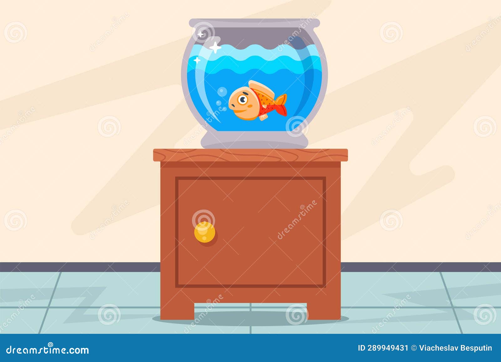 Aquarium with Fish on the Table. Stock Illustration - Illustration of ...