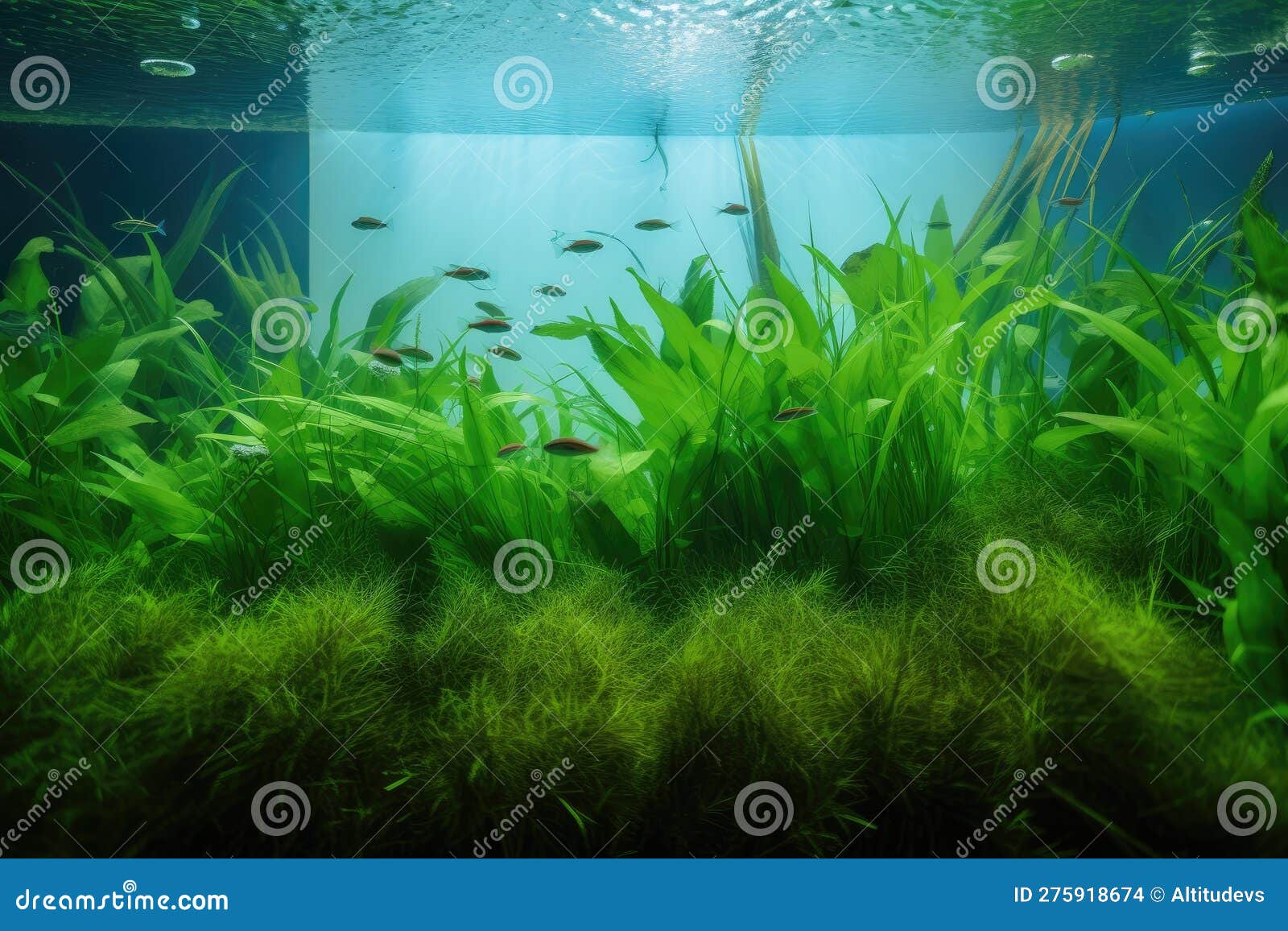 Aquarium With Seagrasses And Aquatic Plants Underwater View Stock Illustration Illustration
