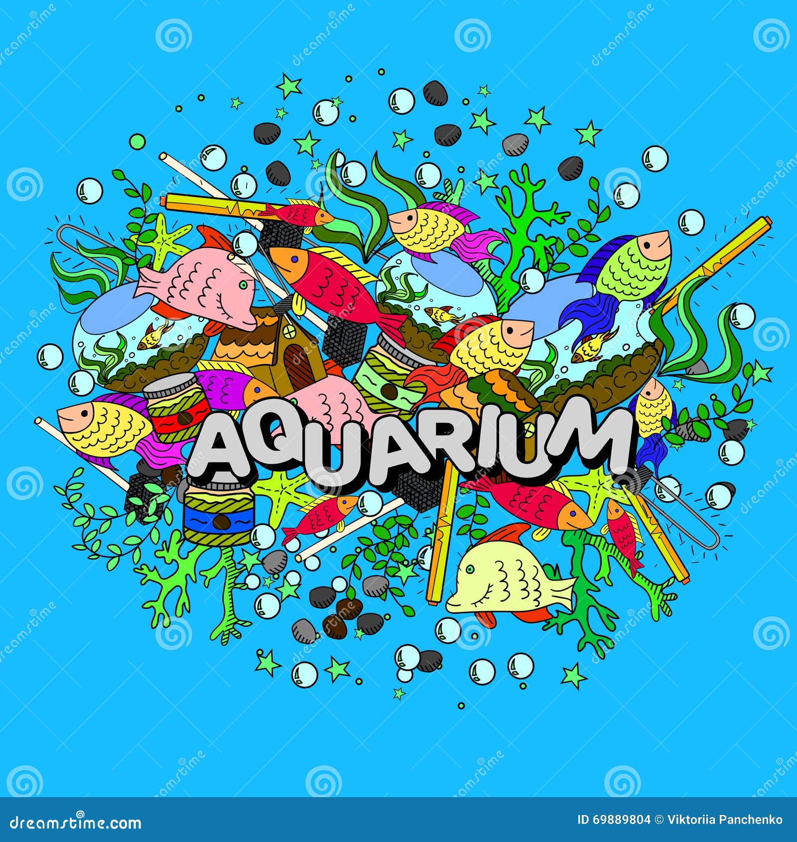 Aquarium Vector Illustration Stock Vector - Illustration of ocean ...
