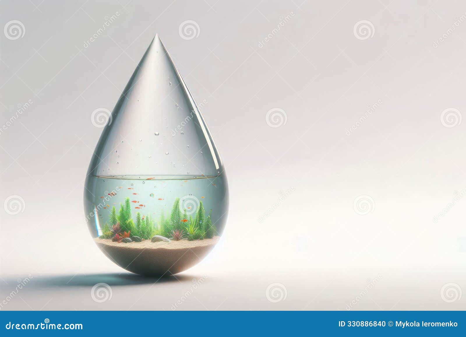 Aquarius Fish Swimming Inside a Droplet. Space for Text. Stock ...