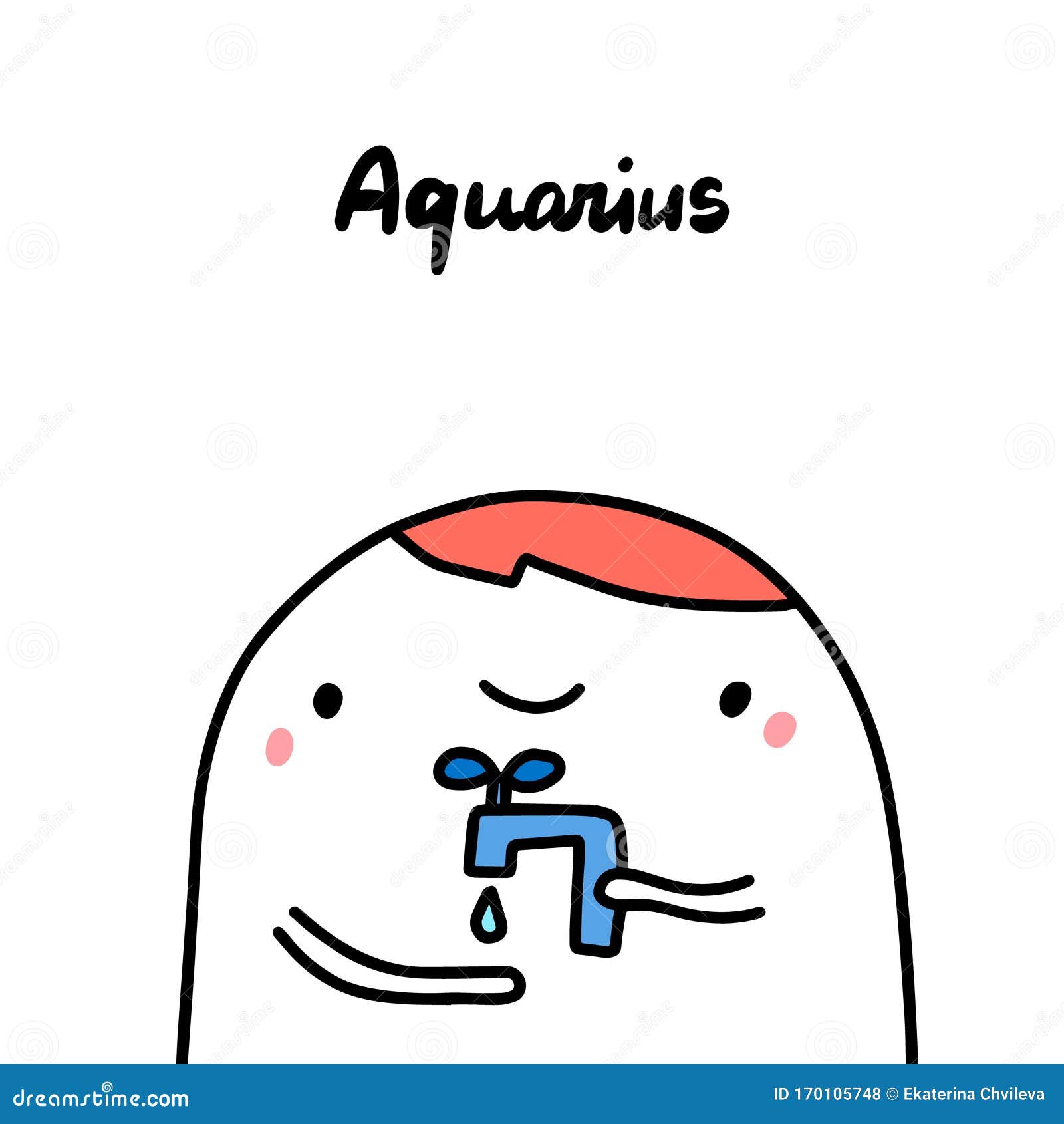 Aquarius Hand Drawn Vector Illustration In Cartoon Comic Style Zodiac