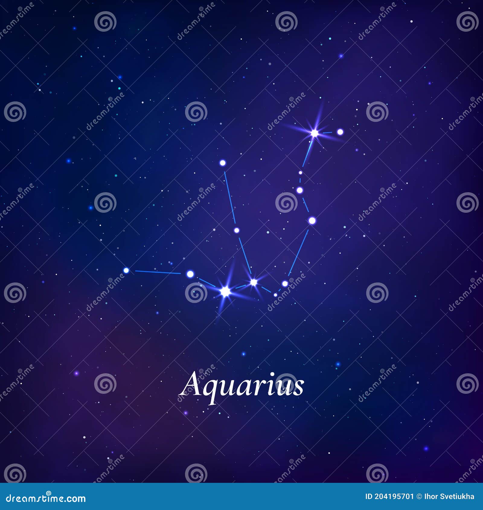 Aquarius Sign. Stars Map of Zodiac Constellation on Dark Blue ...