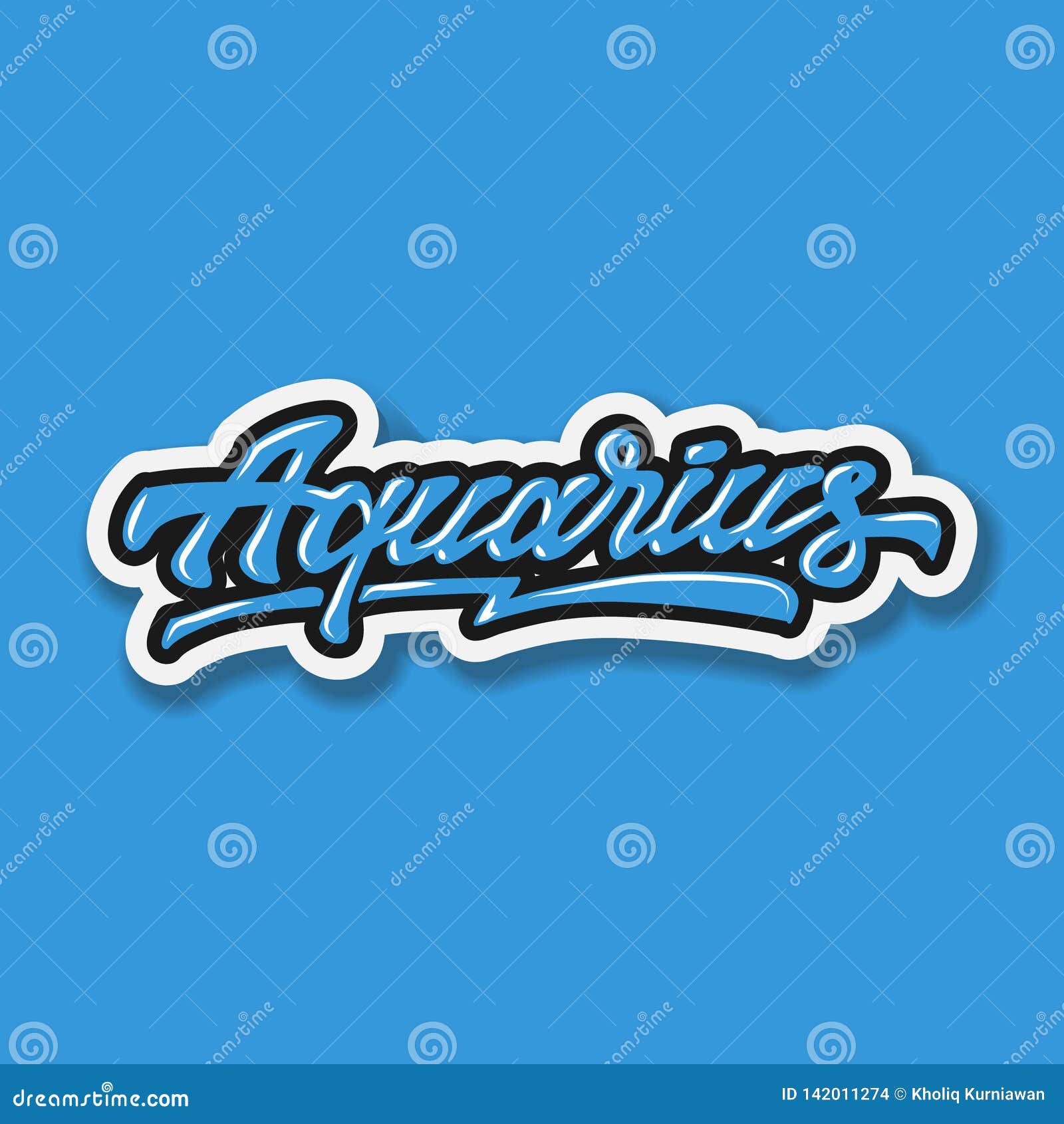 Aquarius Zodiac Hand Lettering Stock Vector - Illustration of drawn ...