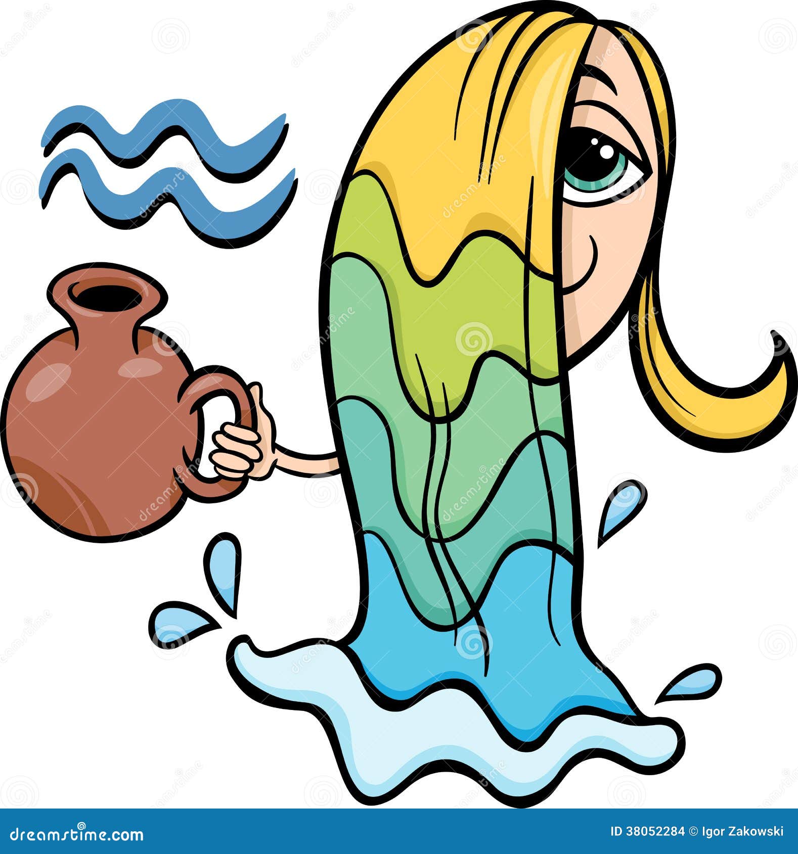 Aquarius Zodiac Sign Cartoon Stock Vector - Illustration of design ...
