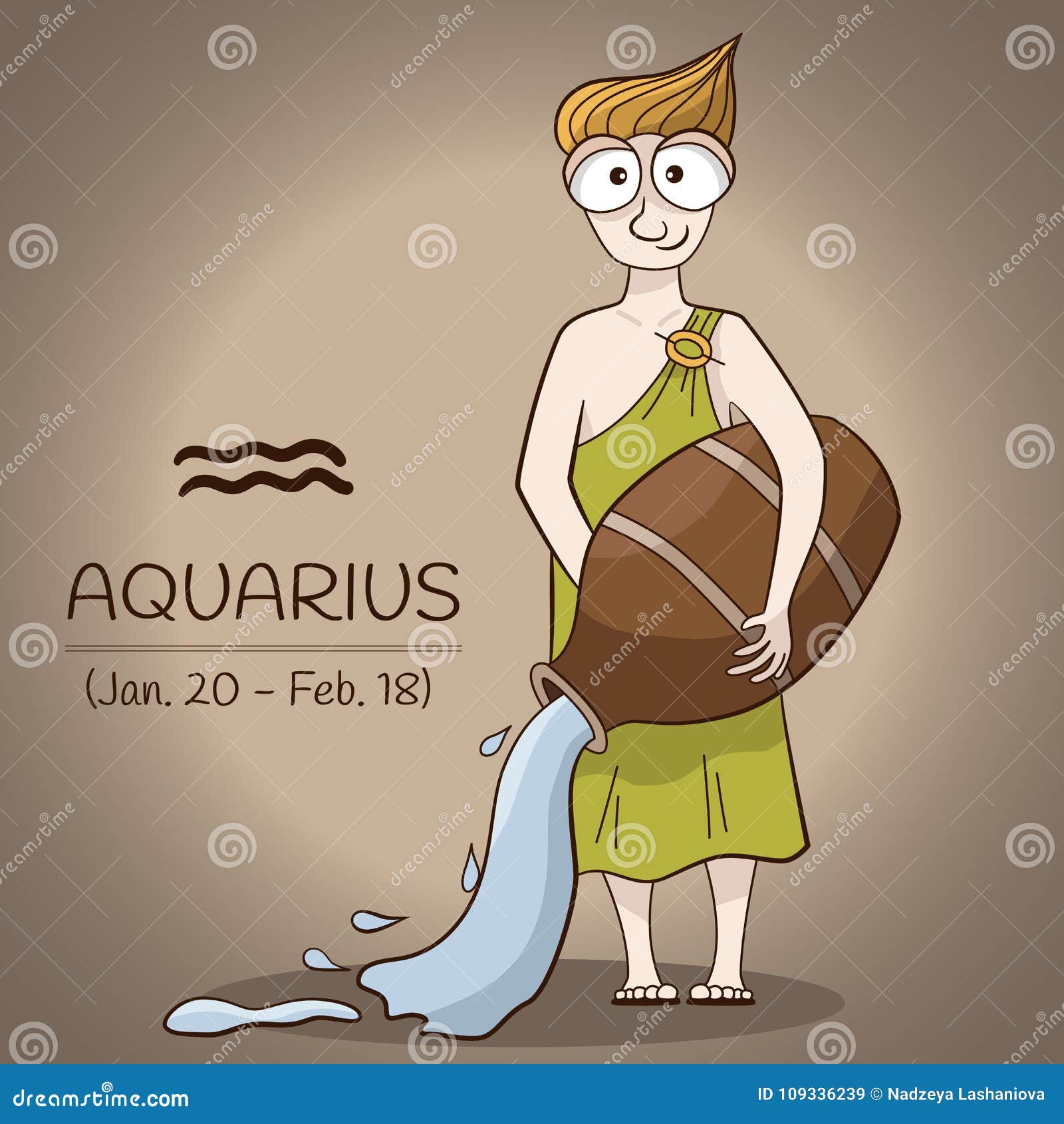 Aquarius Zodiac Sign Cartoon Vector Character Stock Vector