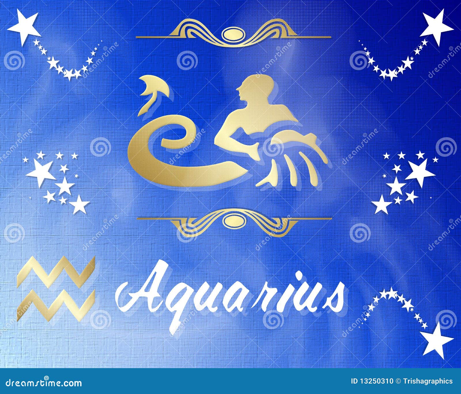 Aquarius zodiac star sign stock illustration. Illustration of yellow ...