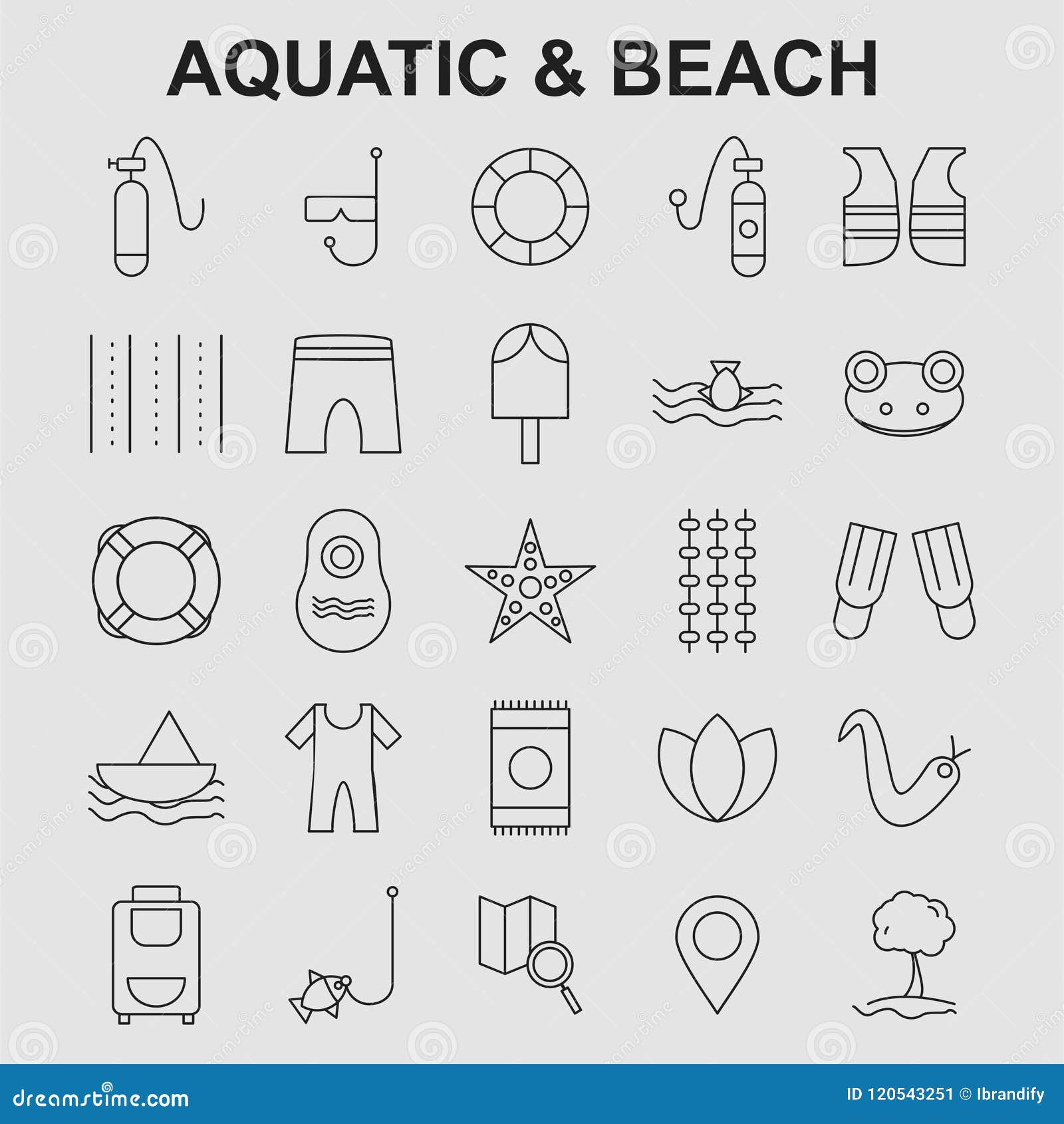 Aquatic Beach Icons Set Vector Stock Vector - Illustration of marine ...