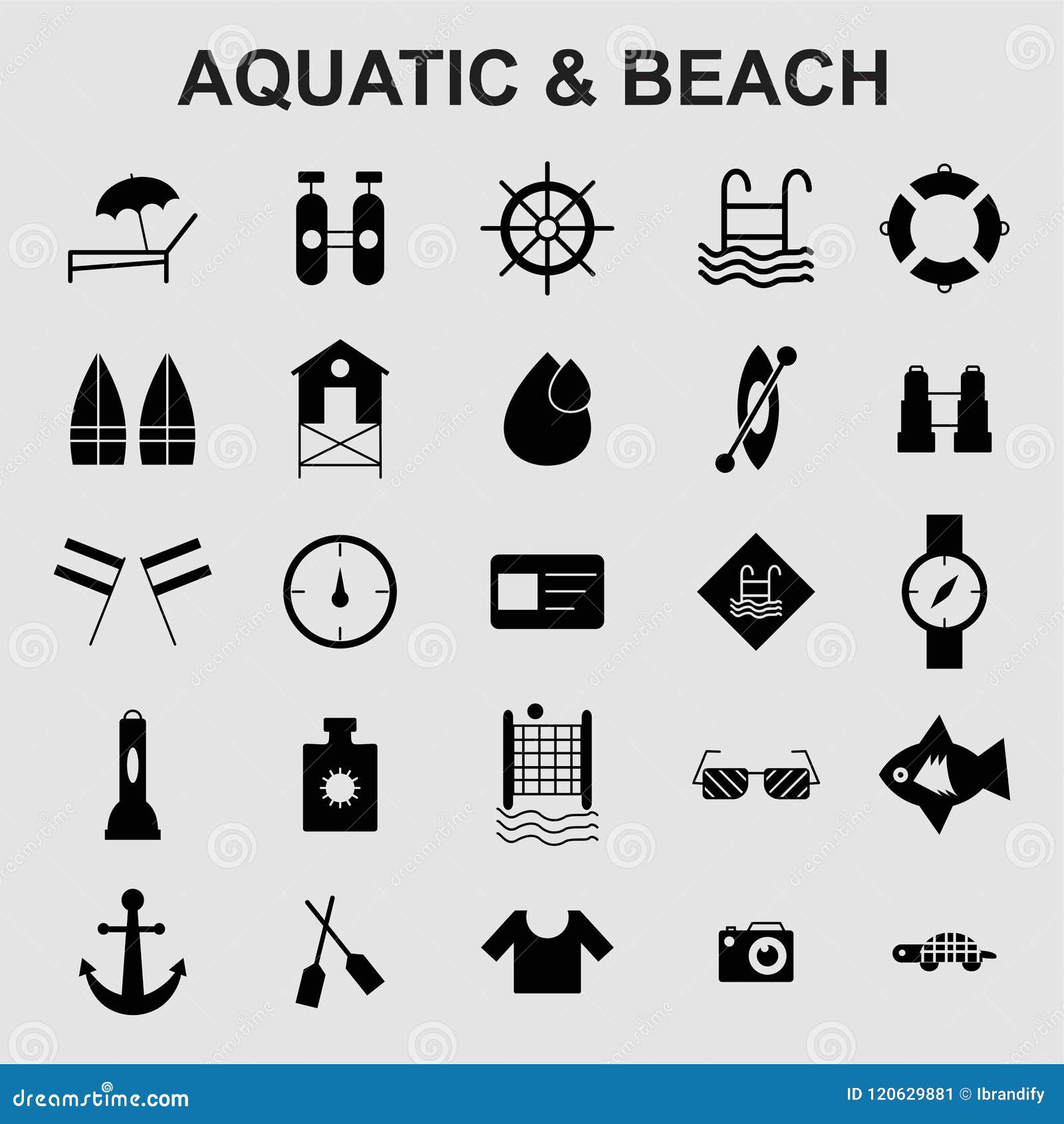Aquatic Beach Icons Set Vector Stock Vector - Illustration of icon ...