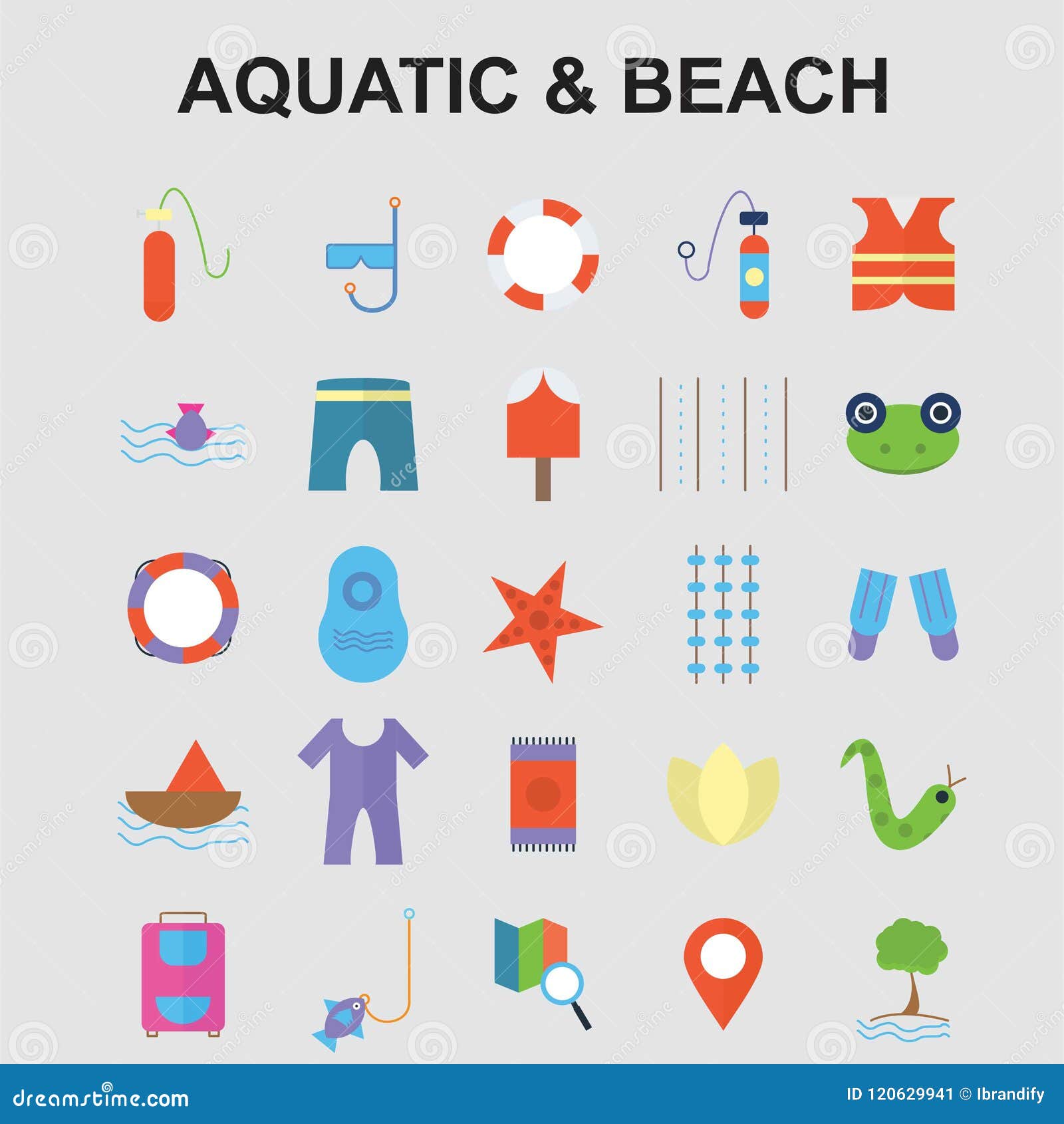 Aquatic Beach Icons Set Vector Stock Vector - Illustration of boat ...