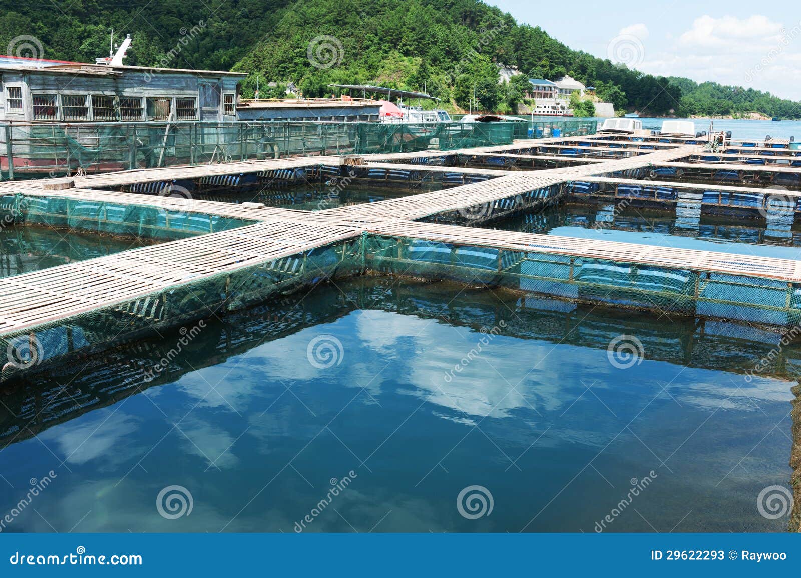 Aquatic farm stock image. Image of water, cloud, boat - 29622293