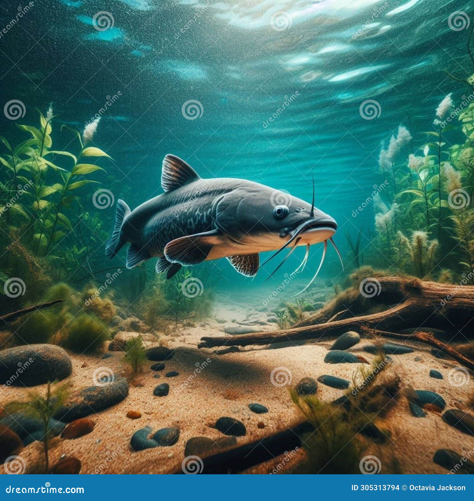 Aquatic Harmony - Catfish Glide in the Underwater Ballet Stock Photo ...