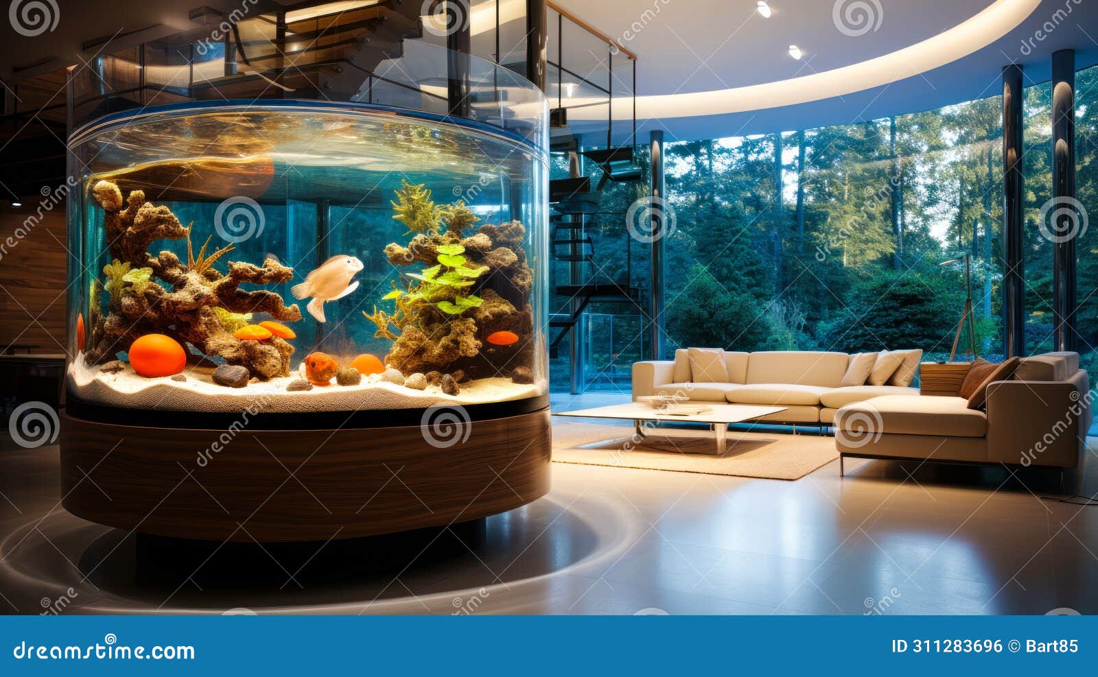 Aquatic Life at Home Modern Fish Tank Design Stock Illustration ...