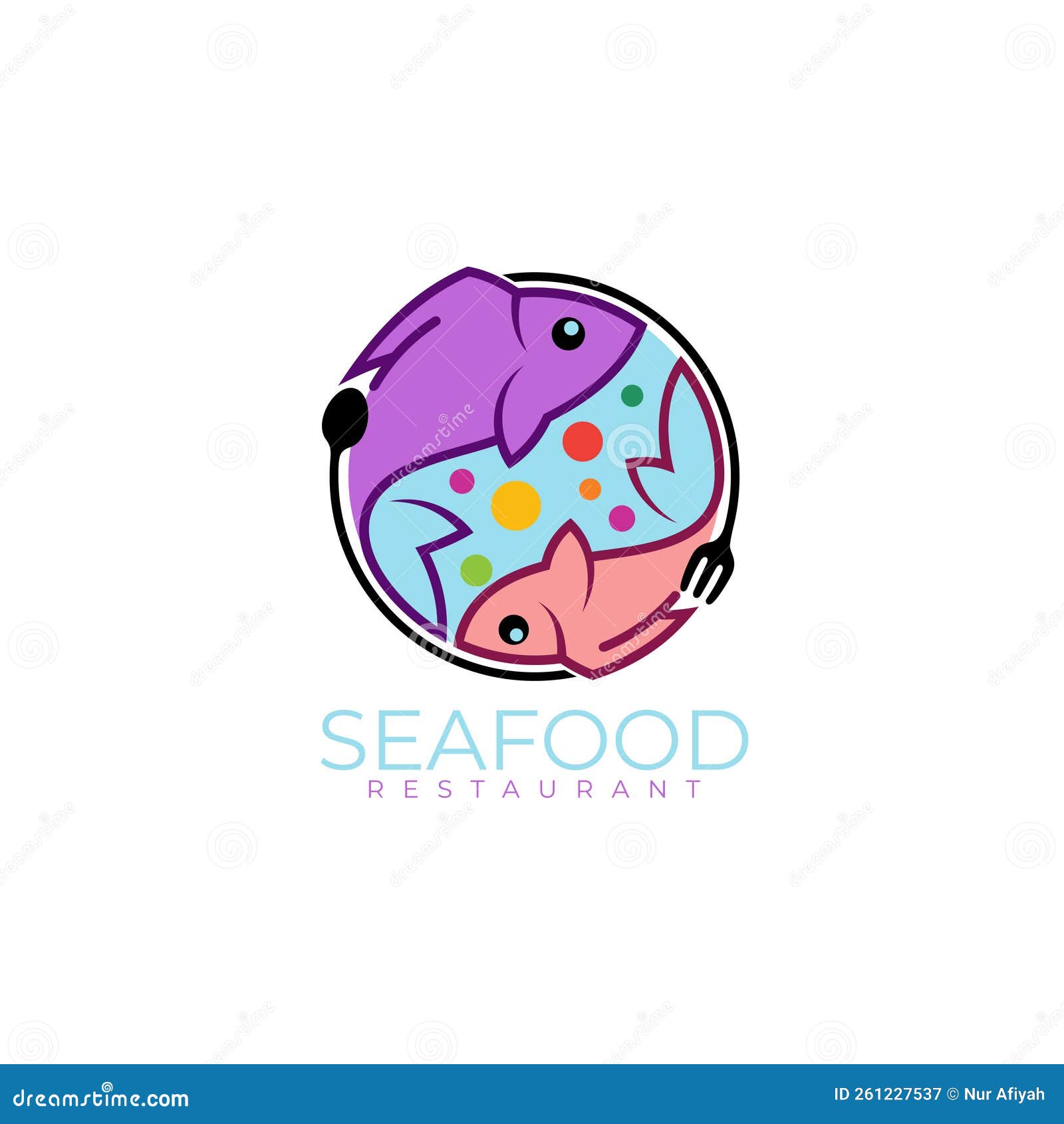 Aquatic Life Icon, Double Fish Logo with Circle Design Stock Vector ...