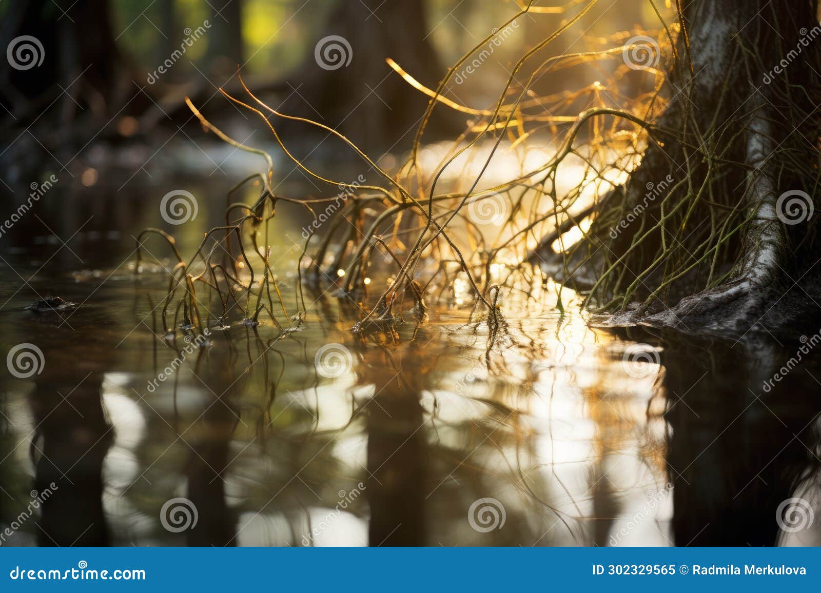 Aquatic Plant Roots Emerging from the Marsh Stock Image - Image of ...