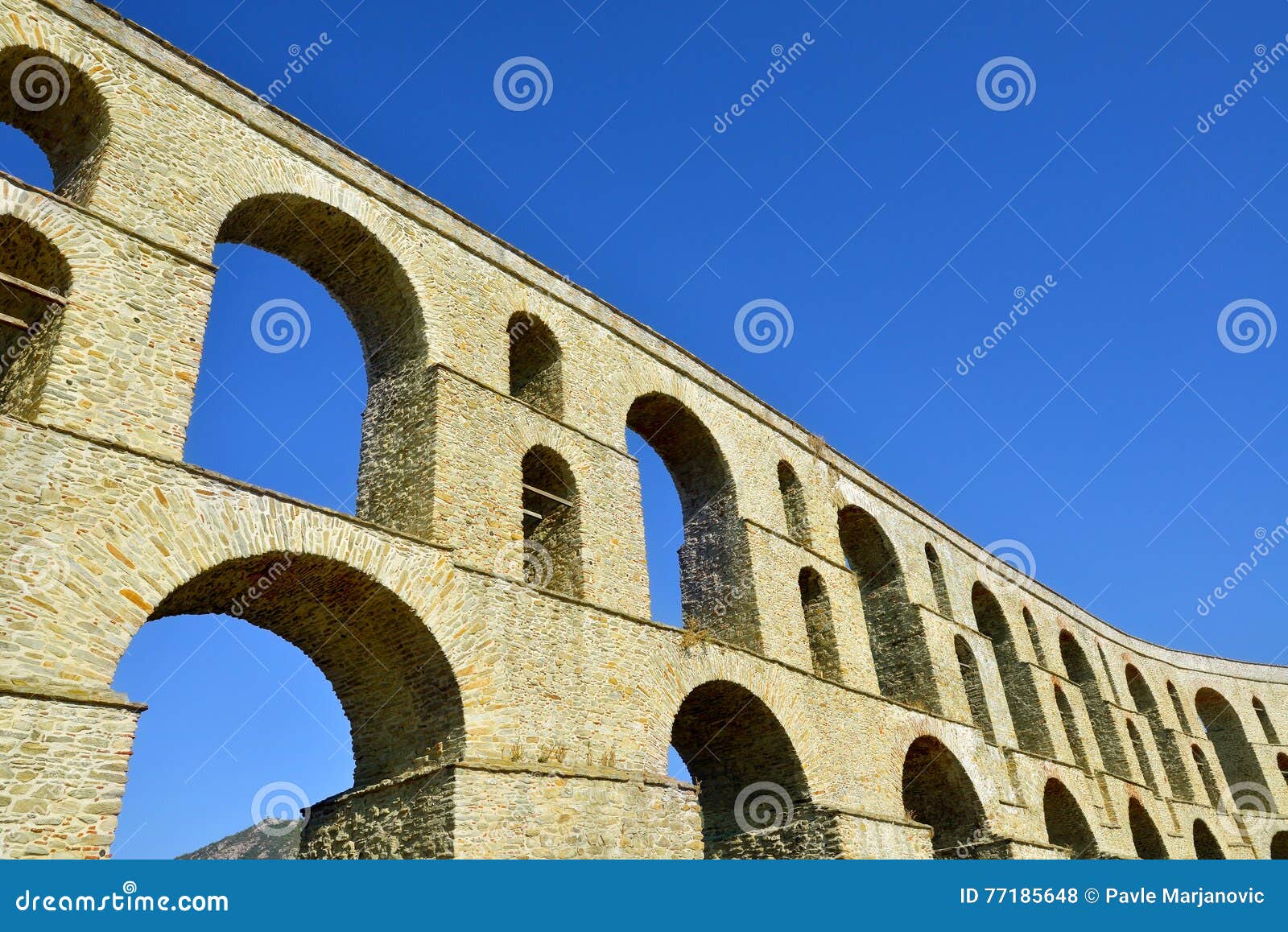 Aqueduct, Kavala, Greece stock photo. Image of balkans - 77185648