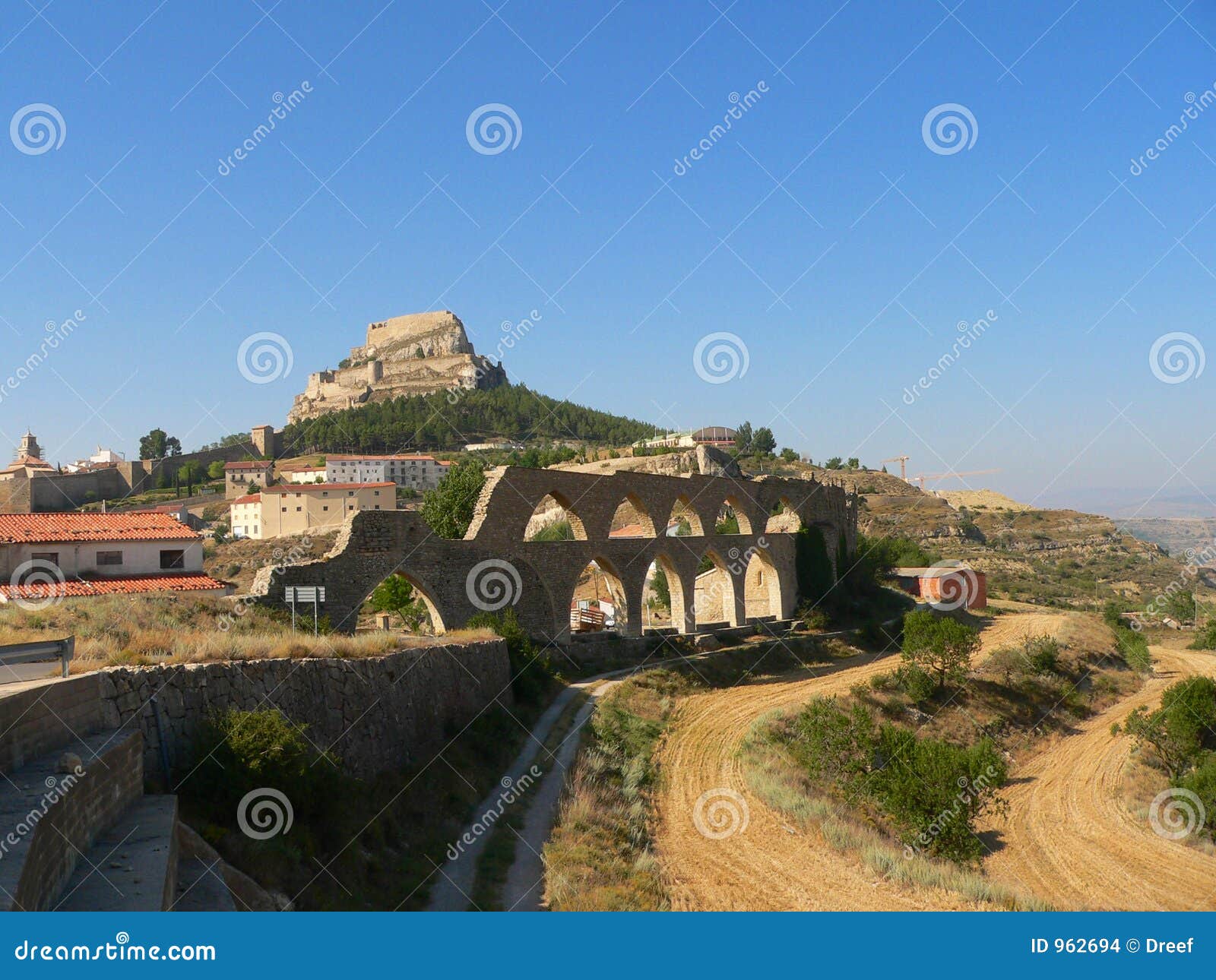 Aqueduct - Morella, Spain stock photo. Image of mountain - 962694