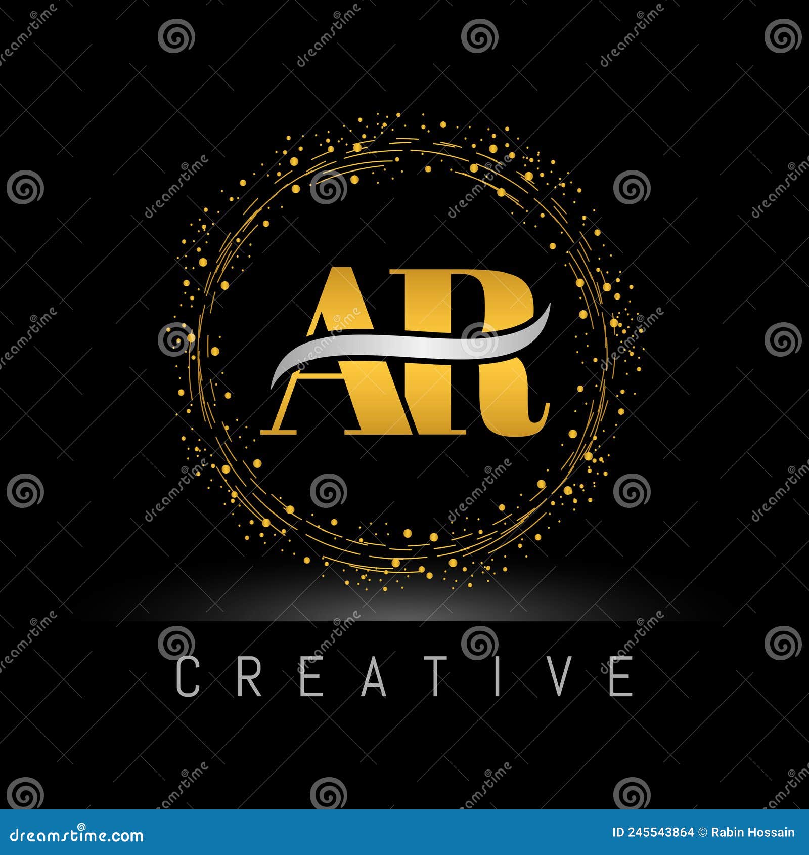 Golden Circle Metal Dots AR Logo Design. Stock Vector - Illustration of ...