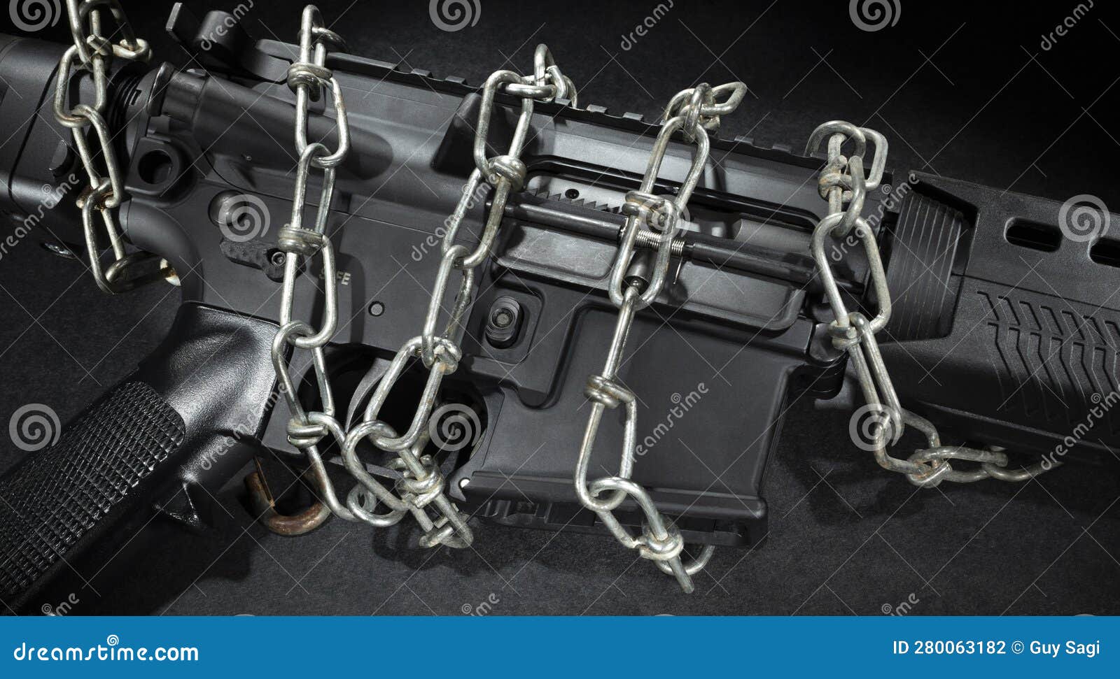 Assault Rifle Tied Up with Chains Stock Photo - Image of regulation ...