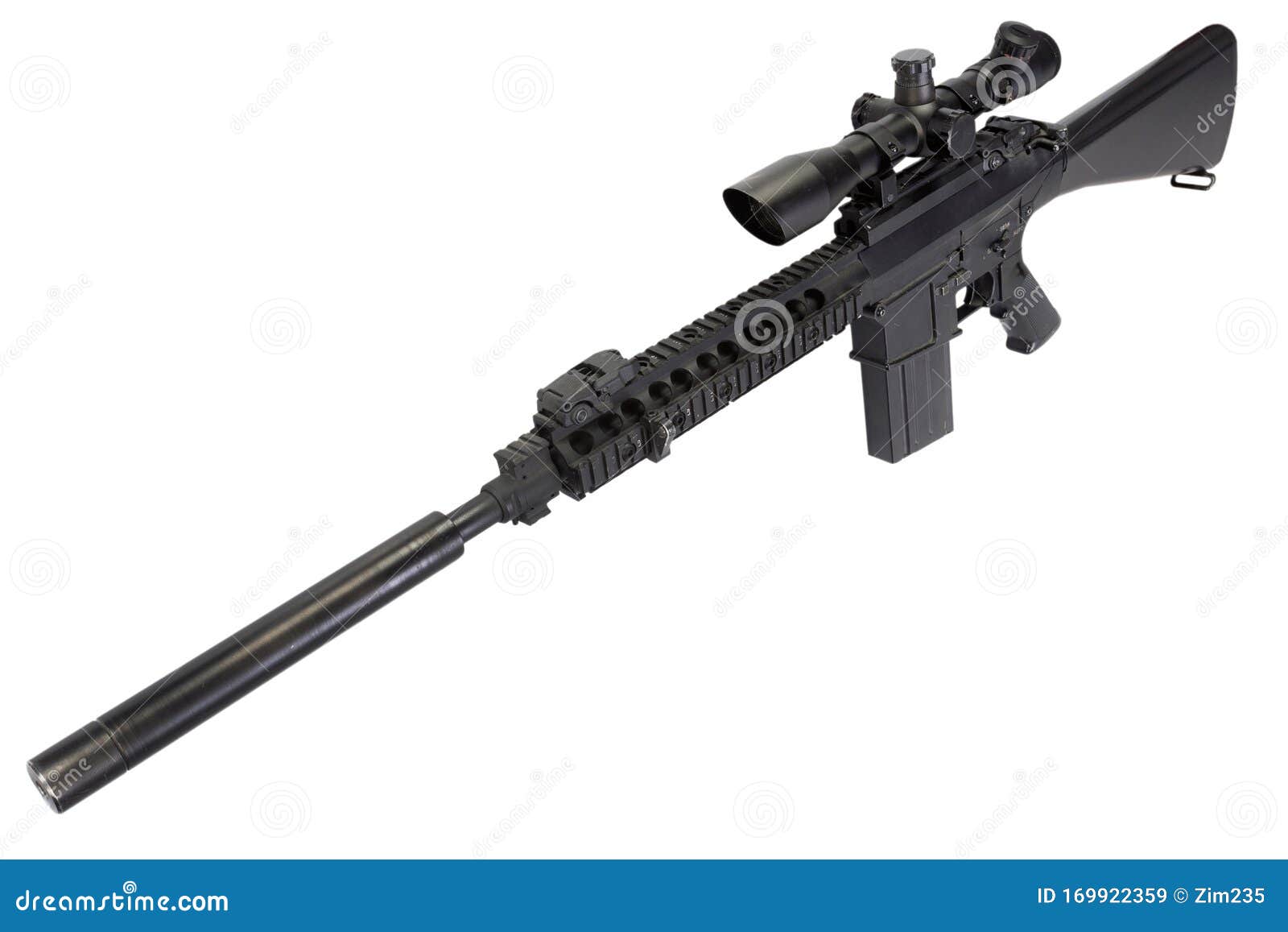 AR-15 Based Sniper Rifle With Silencer Stock Photography ...