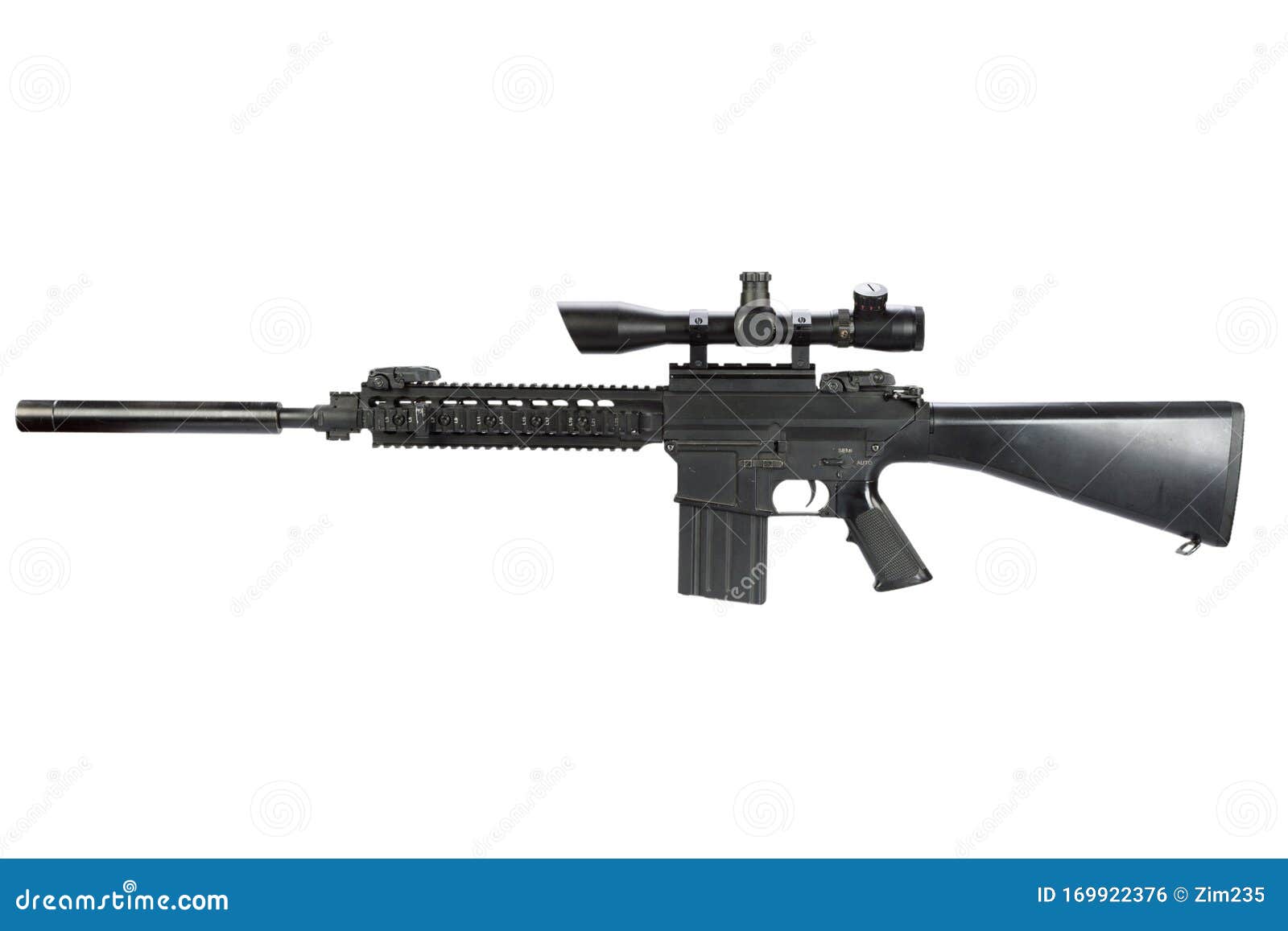 AR-15 Based Sniper Rifle With Silencer Stock Photography ...