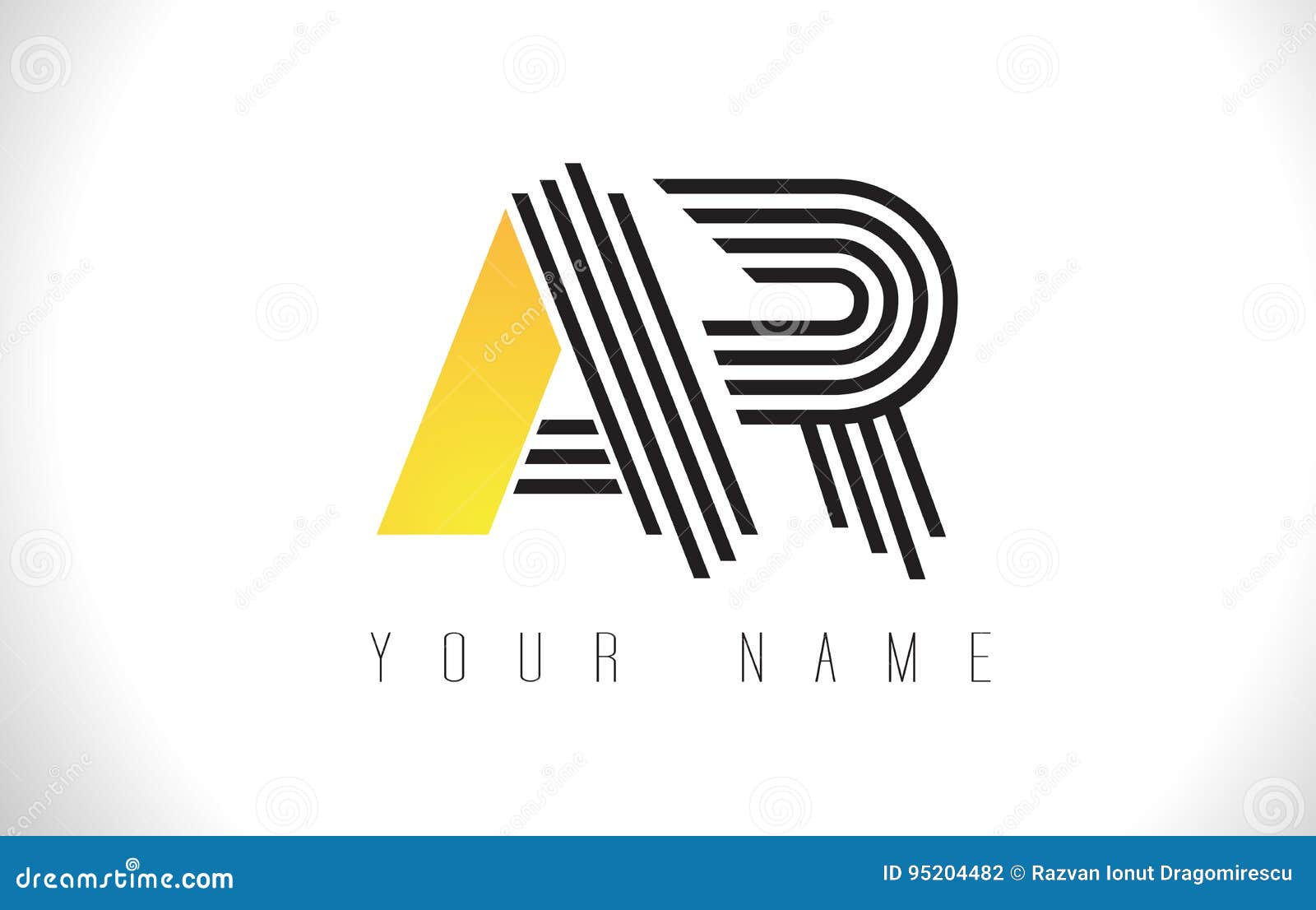 AR Black Lines Letter Logo. Creative Line Letters Vector Templat Stock ...
