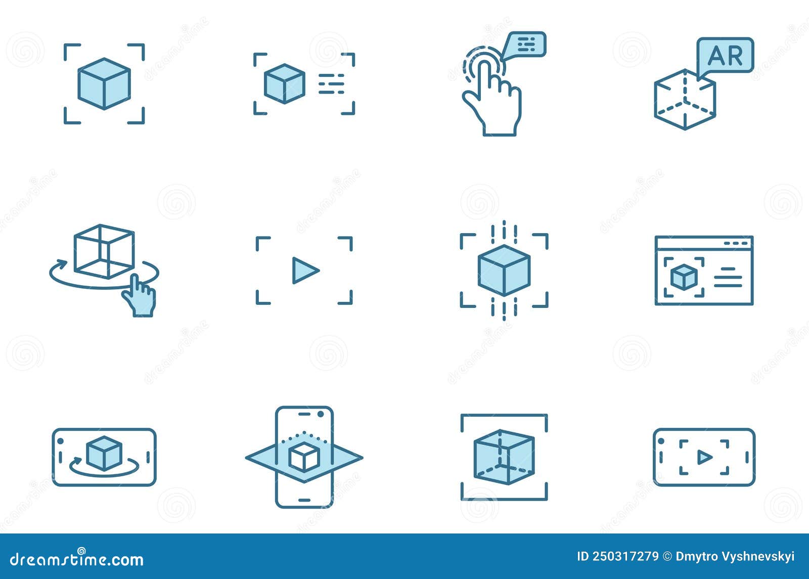 AR 2 Color Line Vector Icons Isolated on White. Stock Vector ...