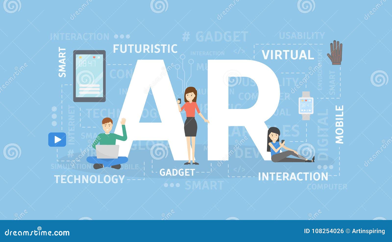 AR concept illustration. stock vector. Illustration of simulation ...