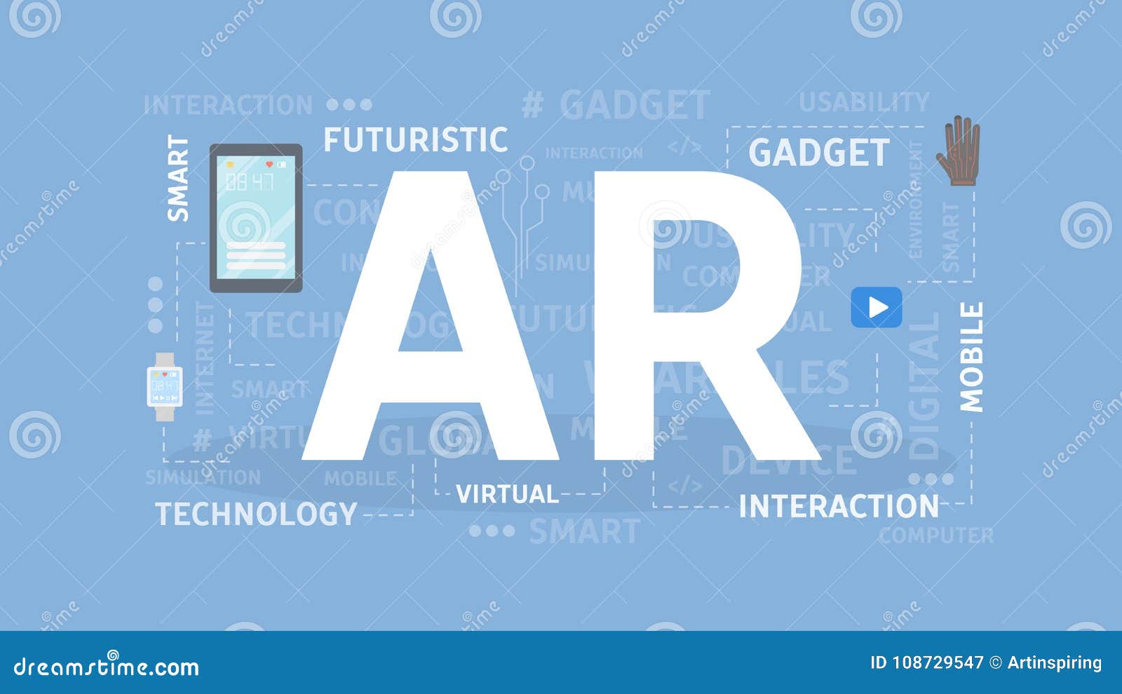 AR concept illustration. stock vector. Illustration of mobile - 108729547