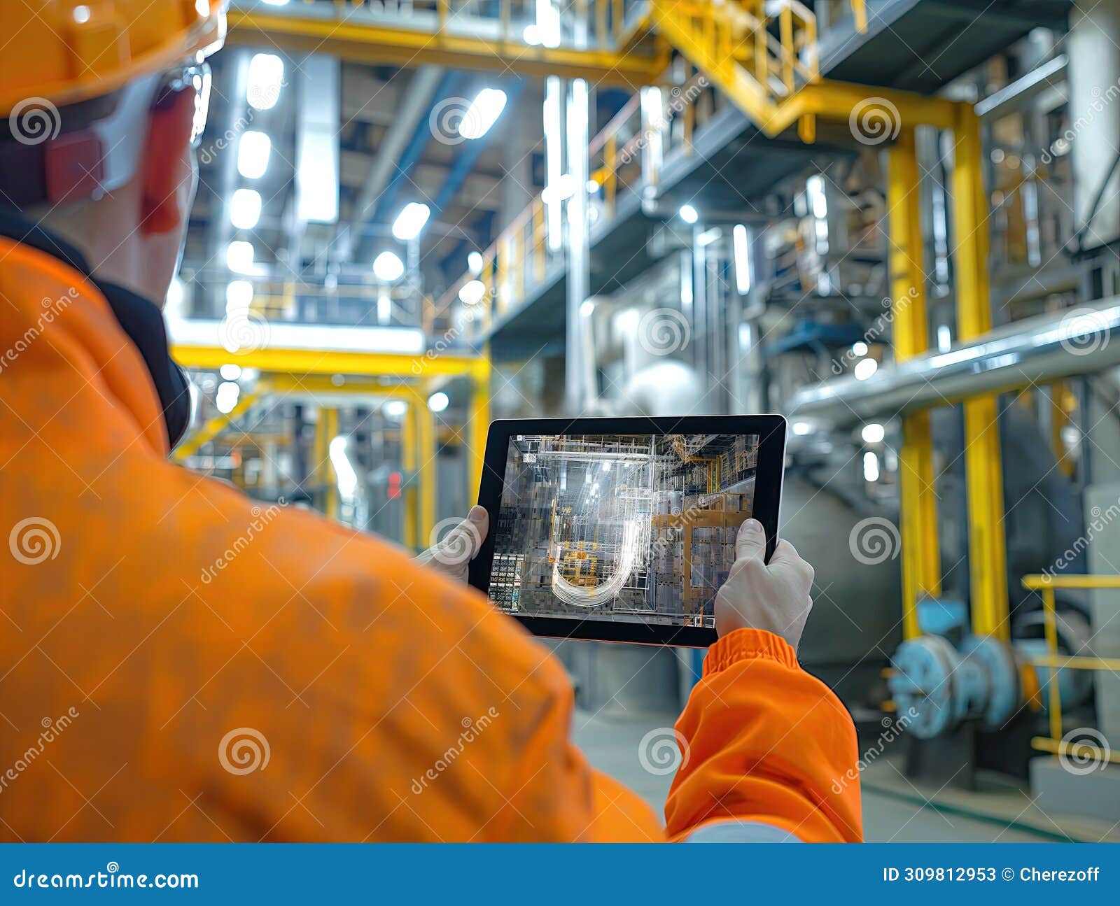 Industrial Engineer Uses Augmented Realistic Stock Illustration ...