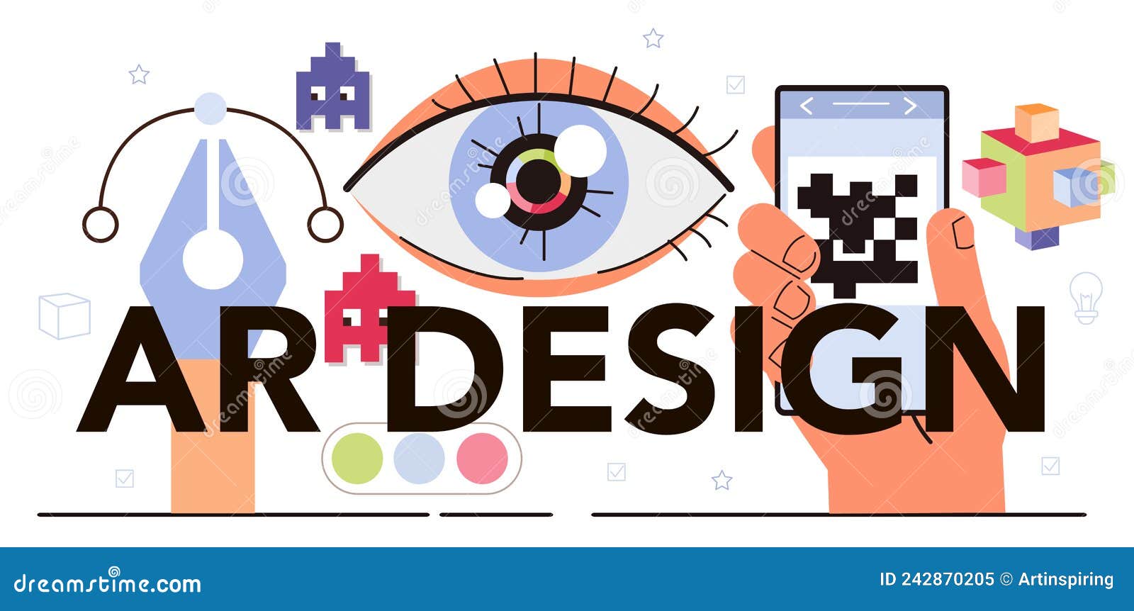 AR Design Typographic Header. Augmented Reality Visual Development ...