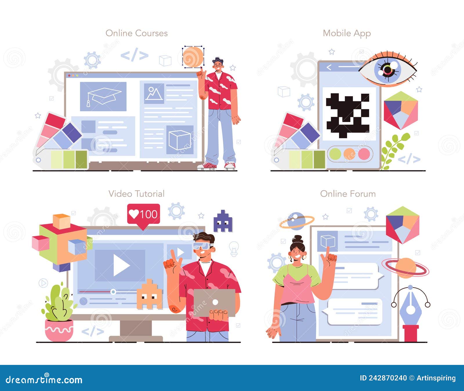 AR Designer Online Service or Platform Set. Augmented Reality Visual ...
