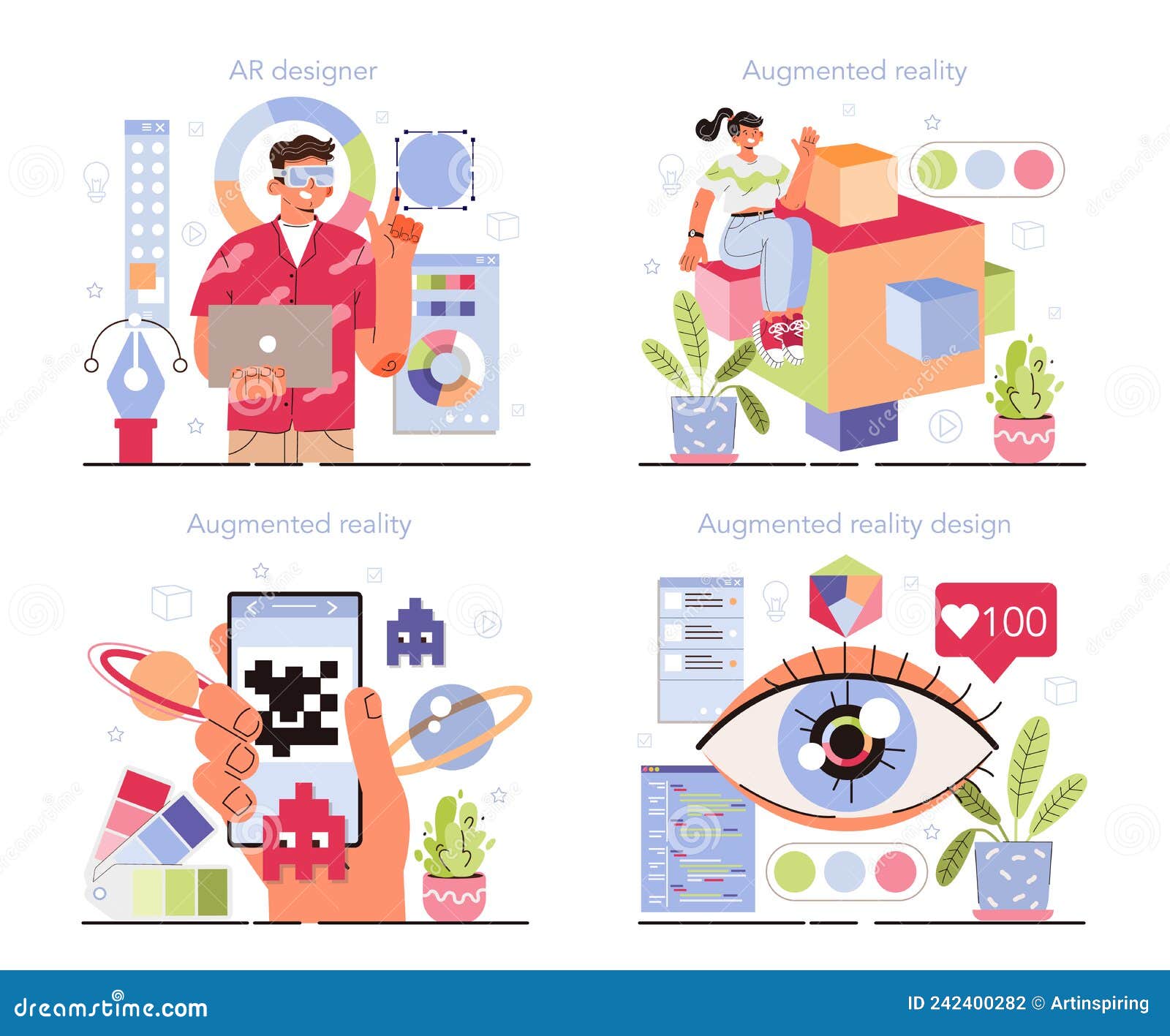 AR Designer Set. Augmented Reality Visual Development Stock Vector ...