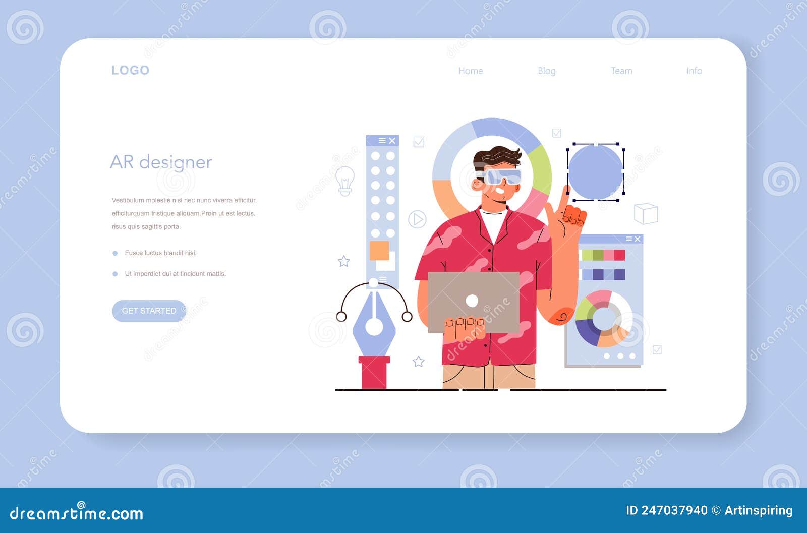 AR Designer Web Banner or Landing Page. Augmented Reality Visual ...