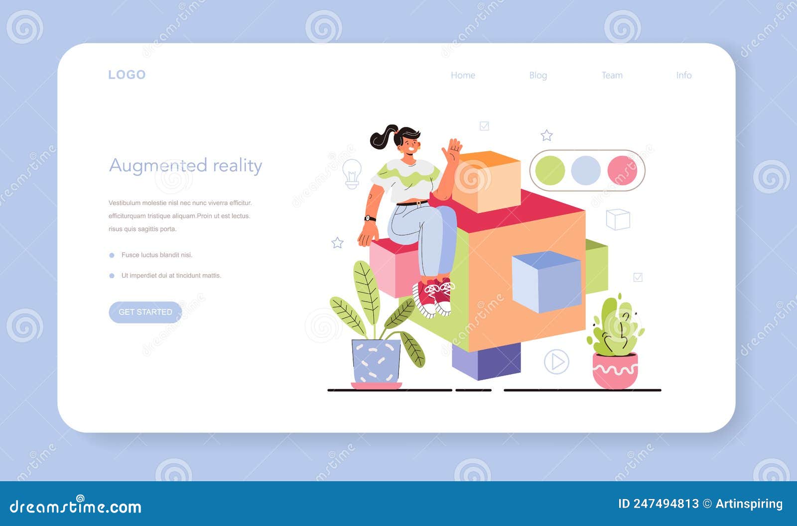 AR Designer Web Banner or Landing Page. Augmented Reality Visual ...