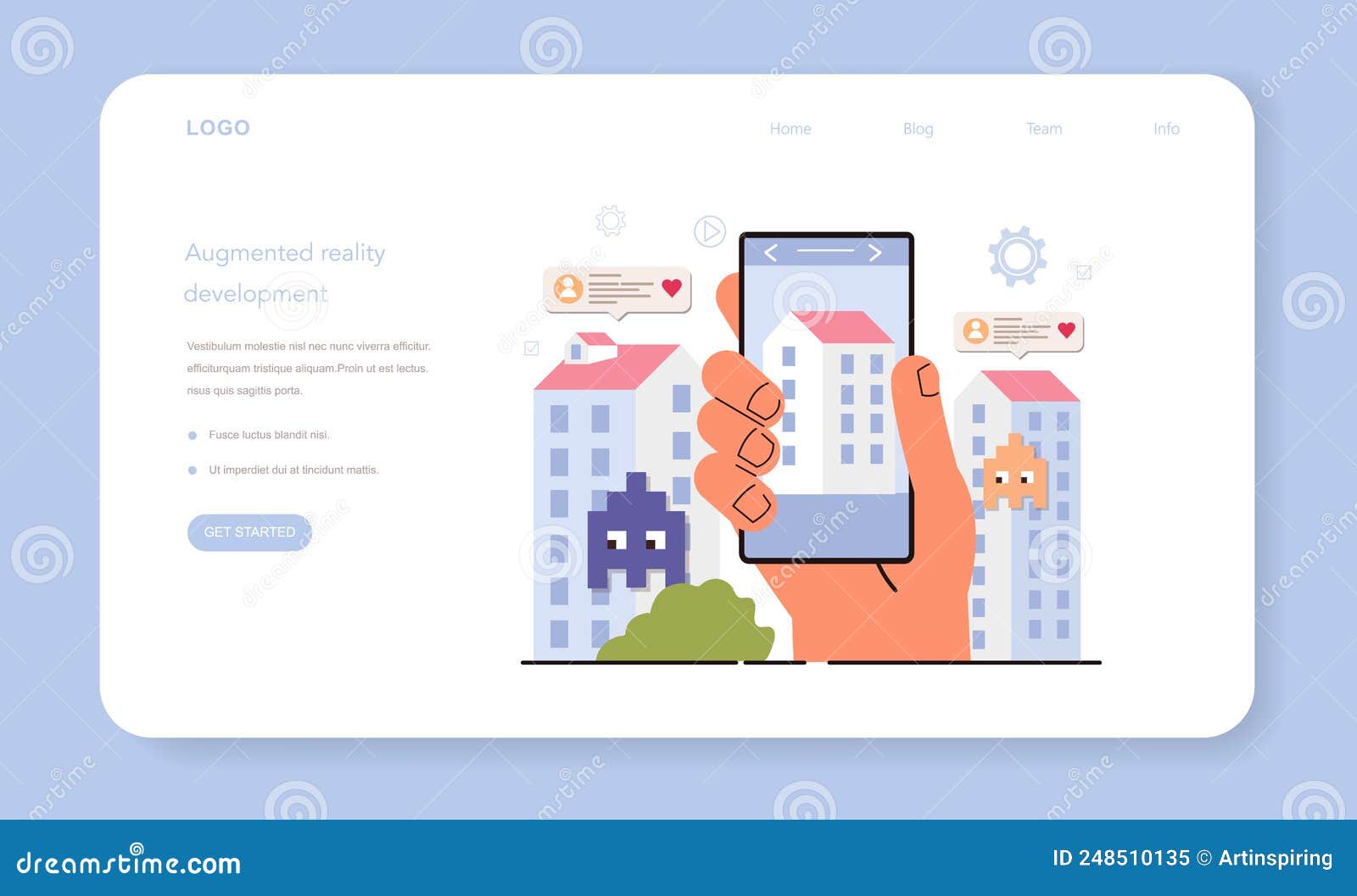 AR Developer Web Banner or Landing Page. Augmented Reality Software ...