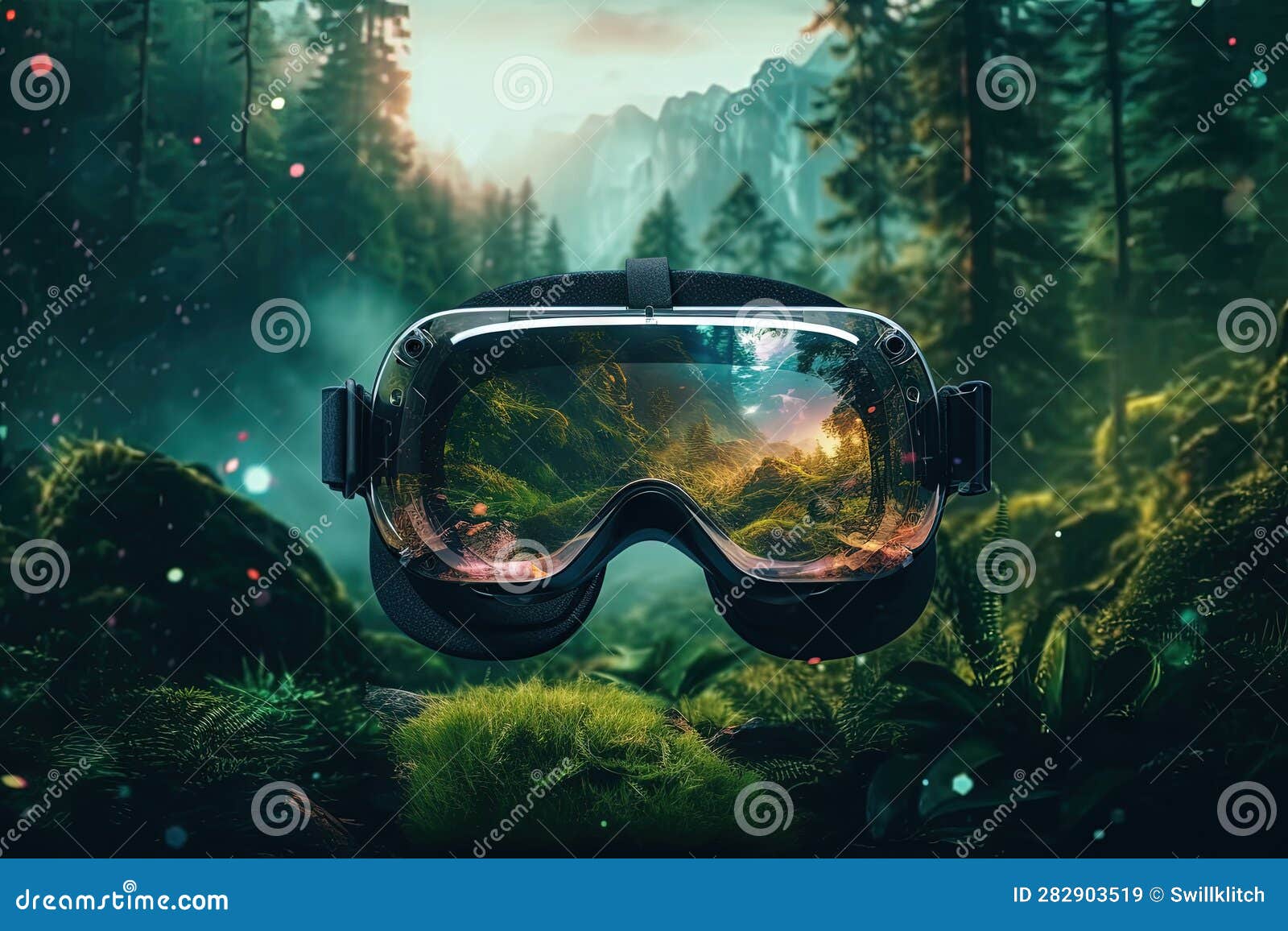 AR Glasses Technology Concept with Transparent Goggles. Augmented ...