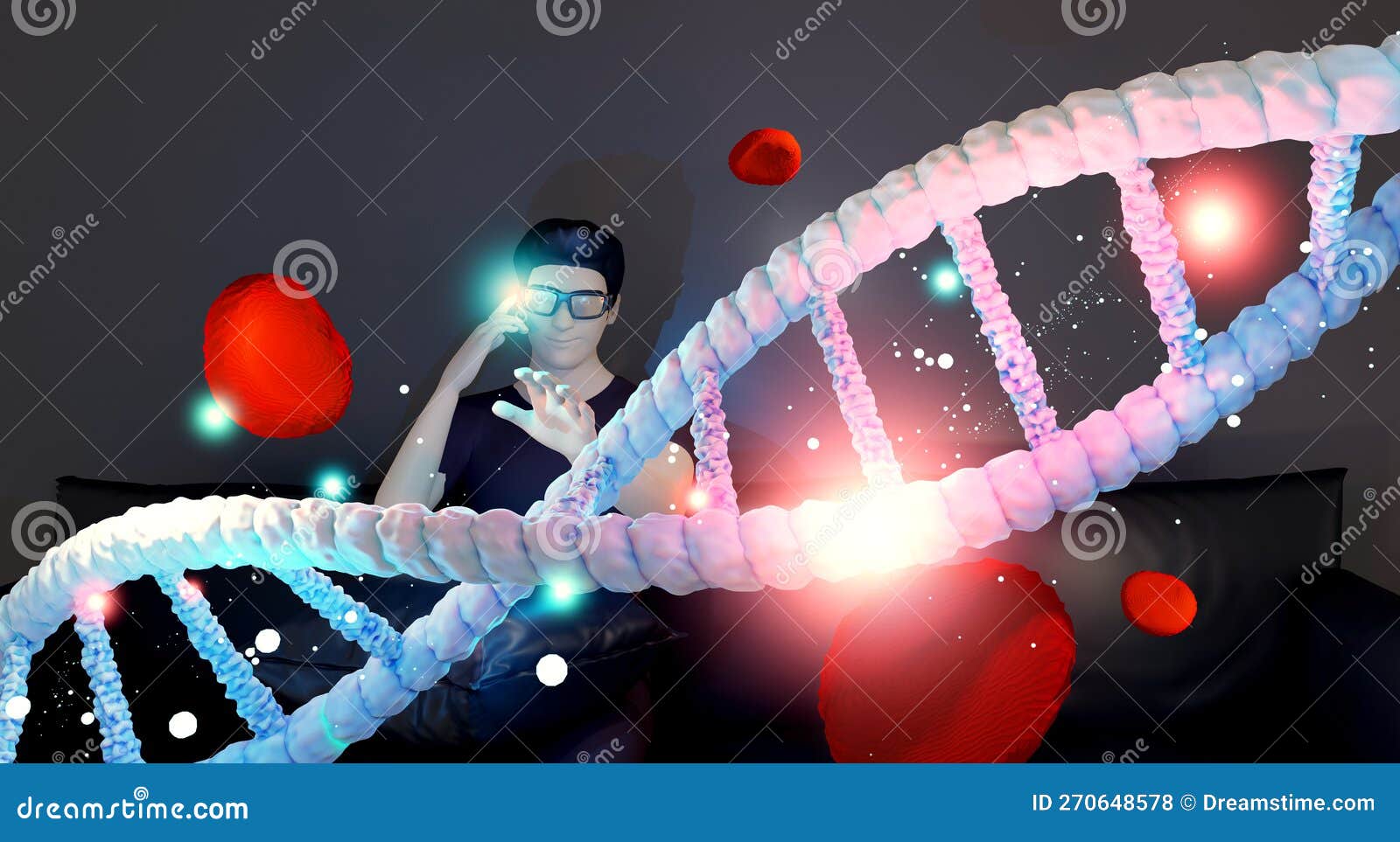 AR Glasses User Rendering Augmented Reality AR Glasses DNA Science VR ...