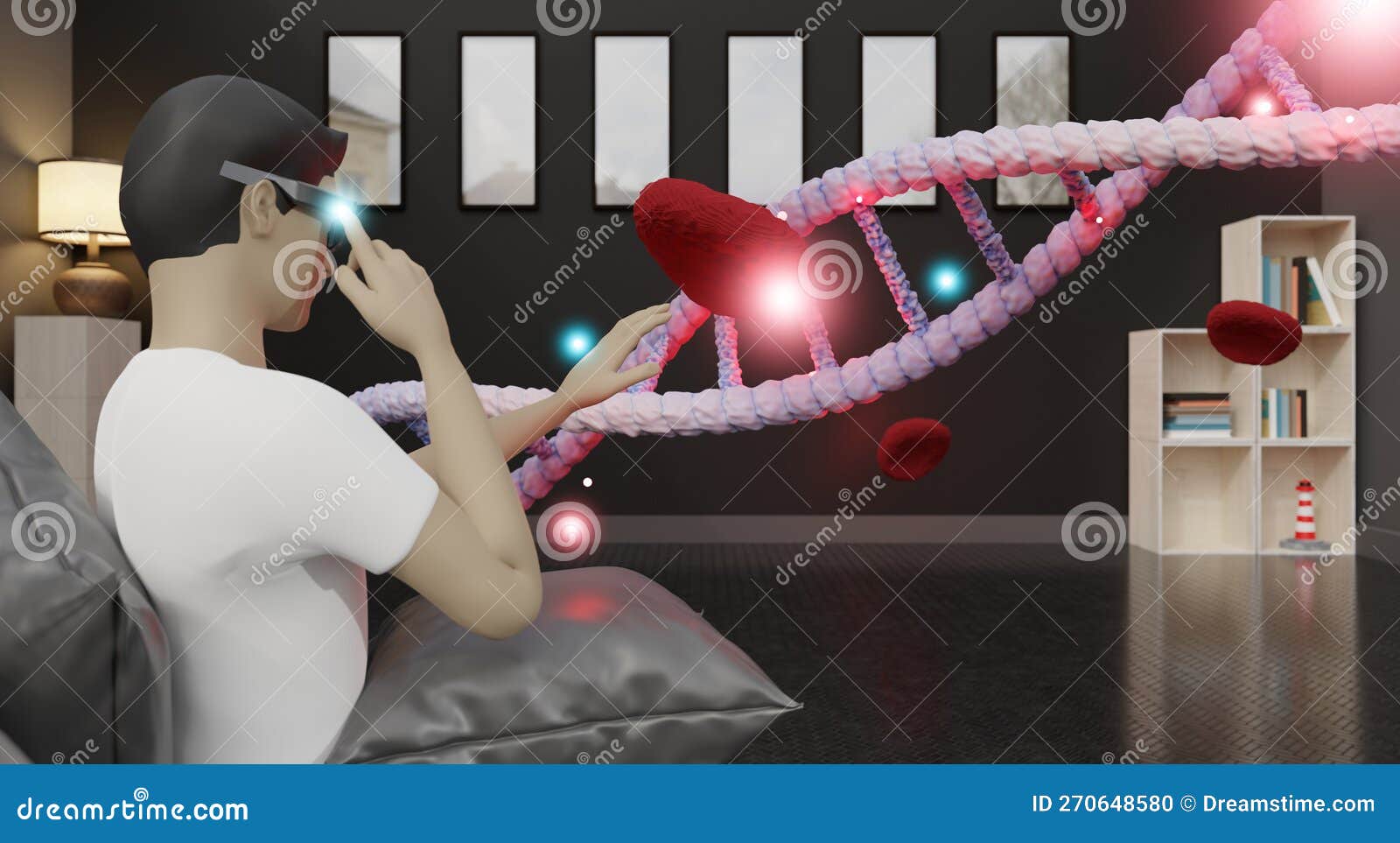 AR Glasses User Rendering Augmented Reality AR Glasses DNA Science VR ...