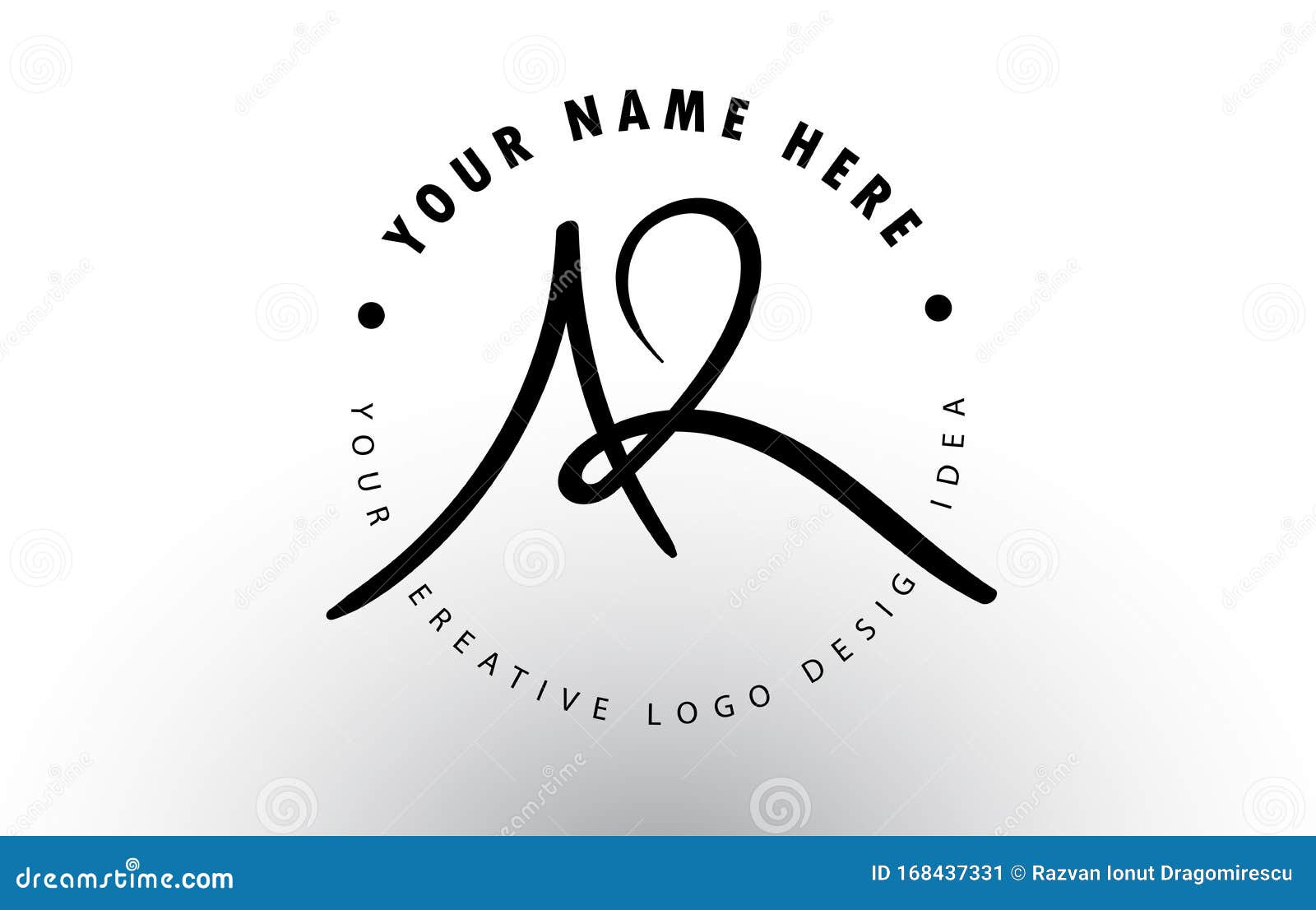 AR Handwritten Letters Logo Design with Circular Letter Pattern ...