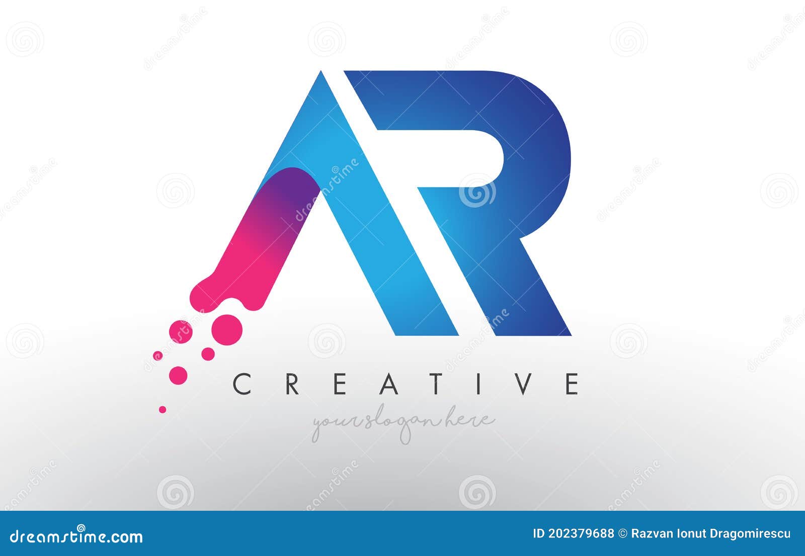 AR Letter Design with Creative Dots Bubble Circles and Blue Pink Colors ...
