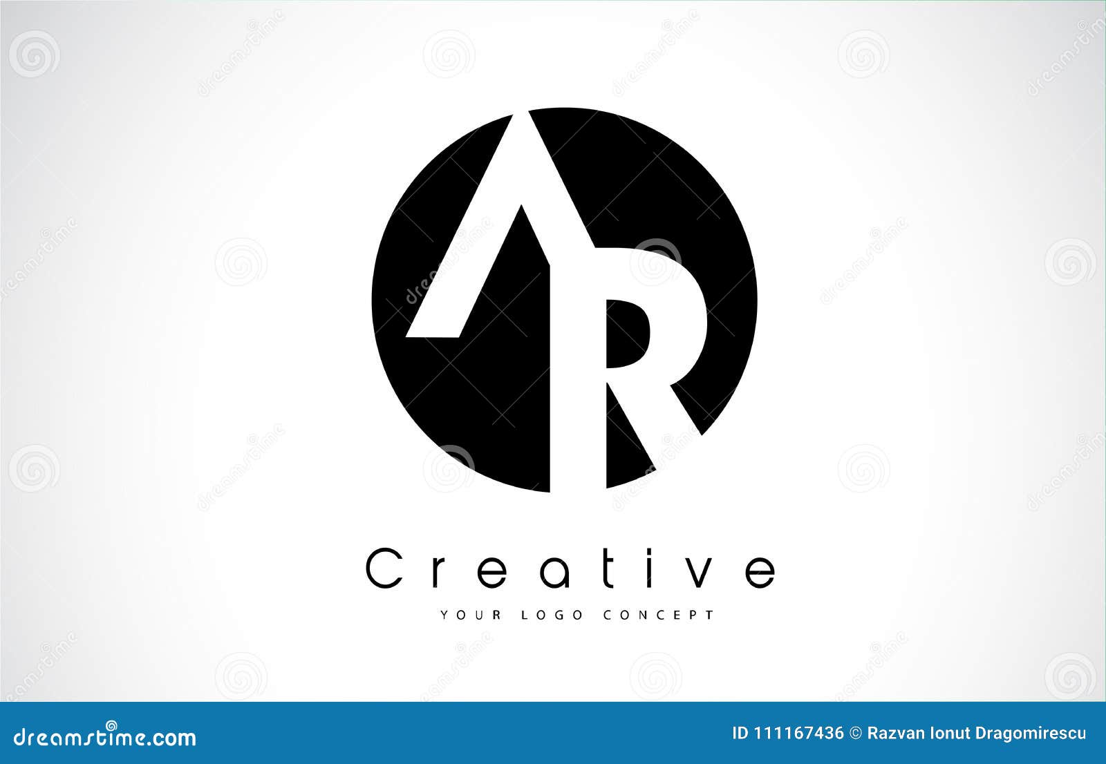 AR Letter Logo Design Inside a Black Circle Stock Vector - Illustration ...